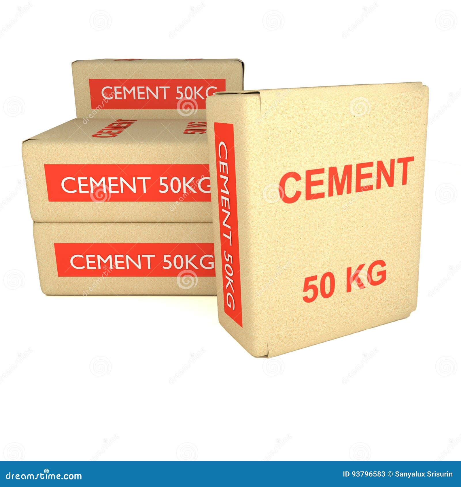 3D Rendering of a Cement Bag on White Stock Illustration - Illustration ...