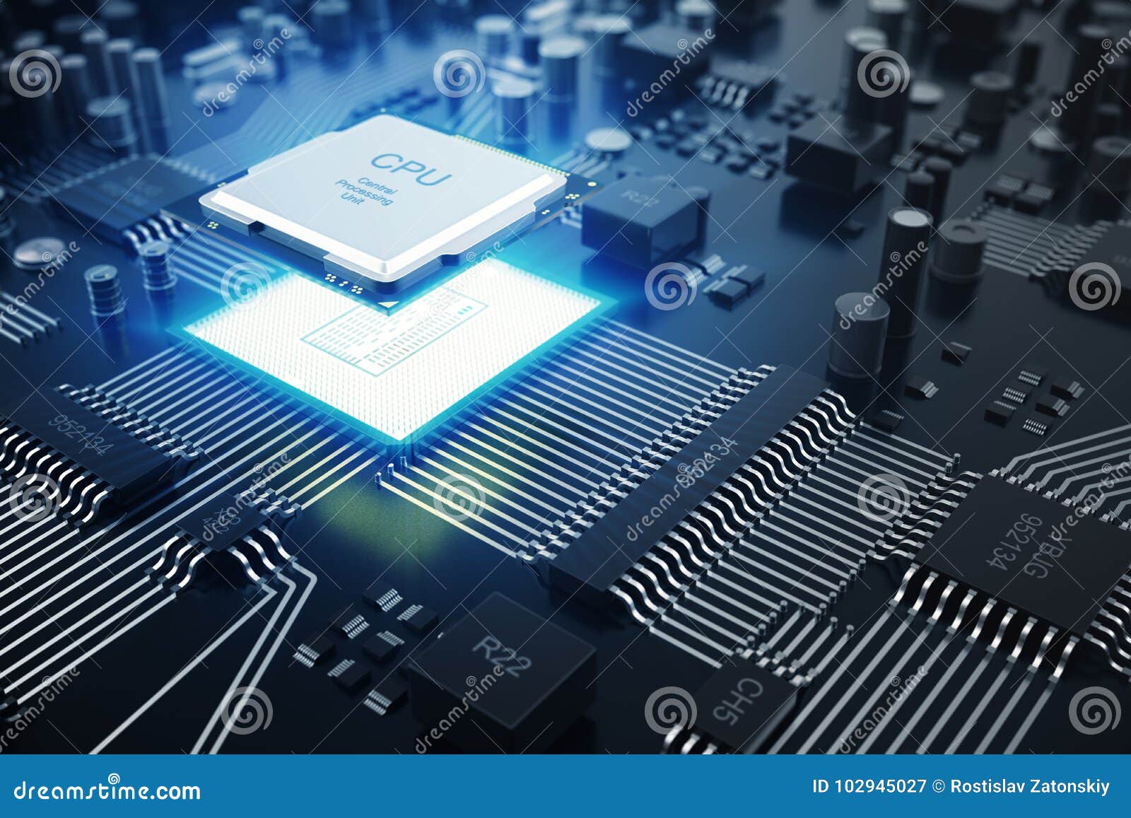 3d Rendering Central Computer Processors Cpu Concept Electronic