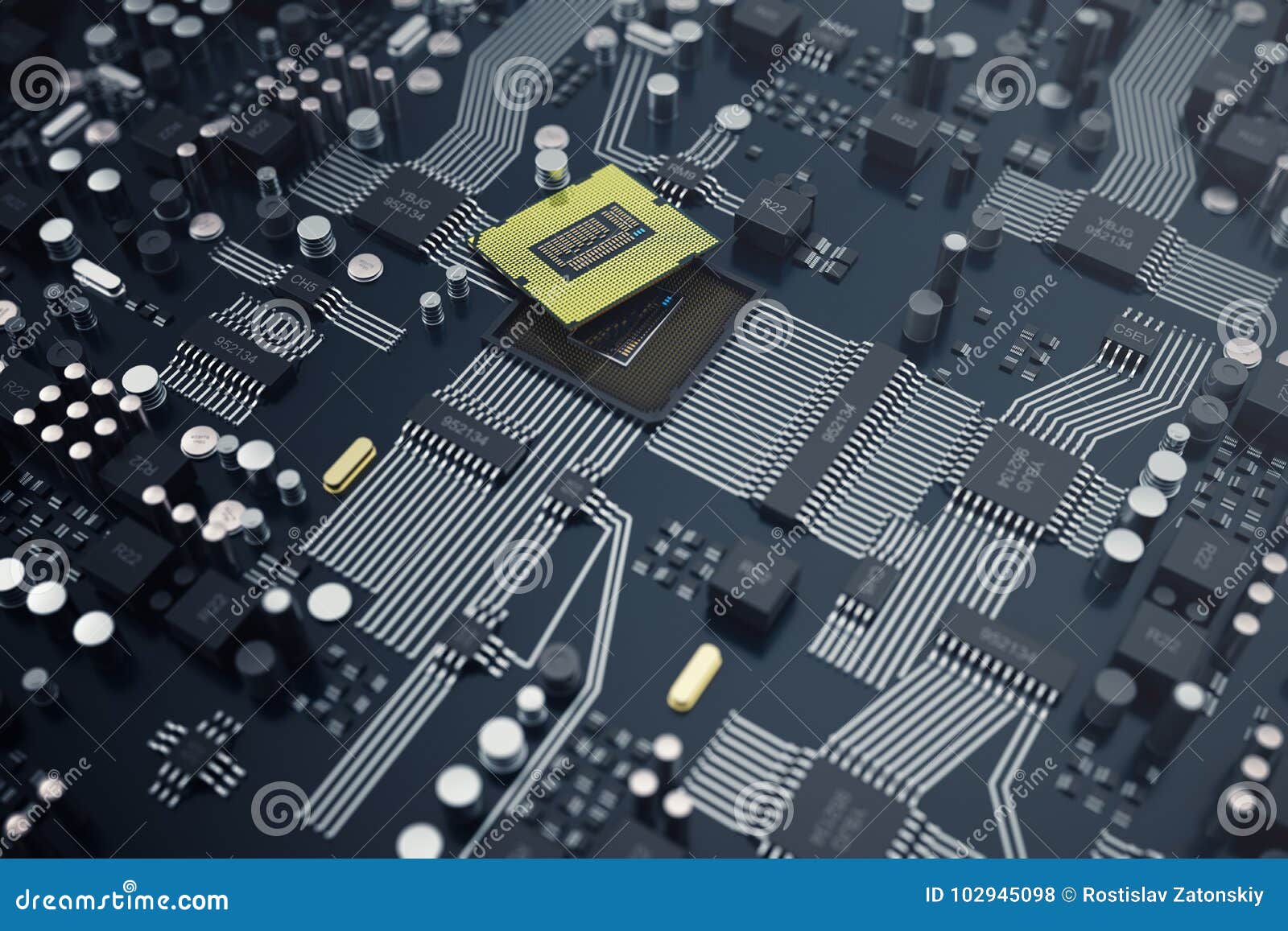 3D Rendering. CPU Central Computer Processors Cyber Technology Concept ...