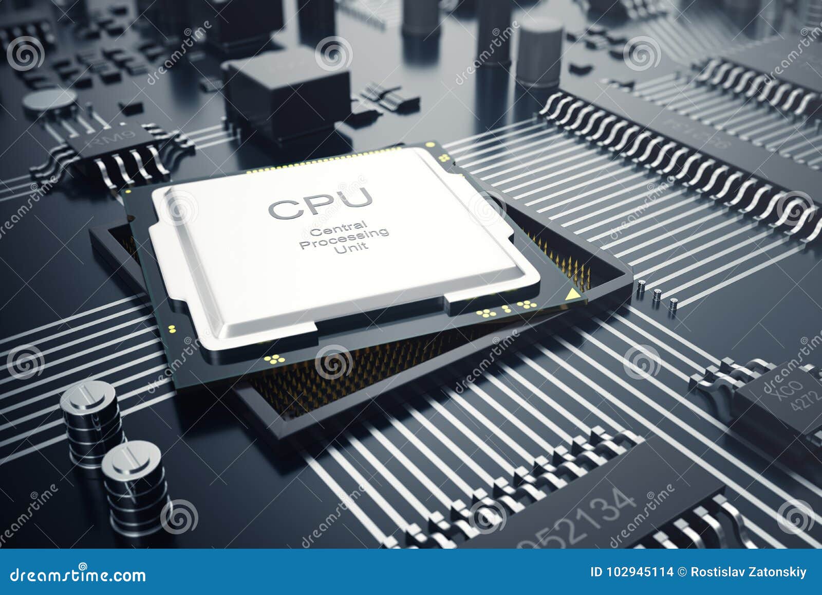 3d Rendering Central Computer Processors Cpu Concept Electronic