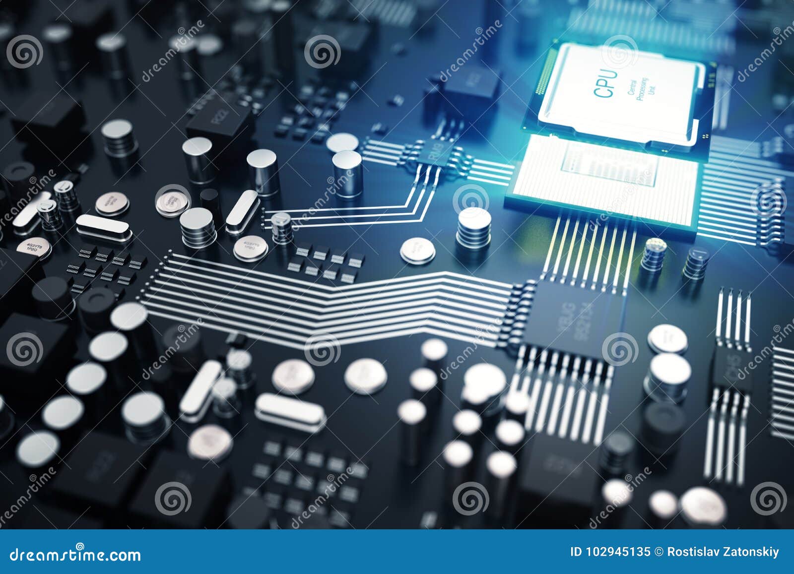 3d Rendering Central Computer Processors Cpu Concept Electronic