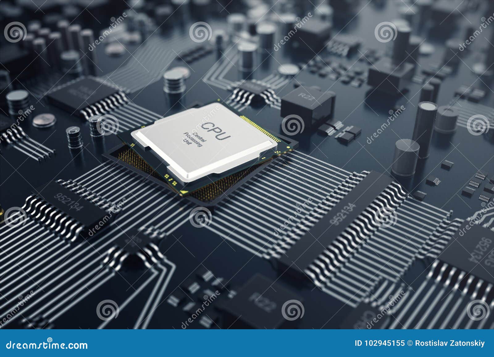 3d Rendering Central Computer Processors Cpu Concept Electronic Engineer Of Computer Technology