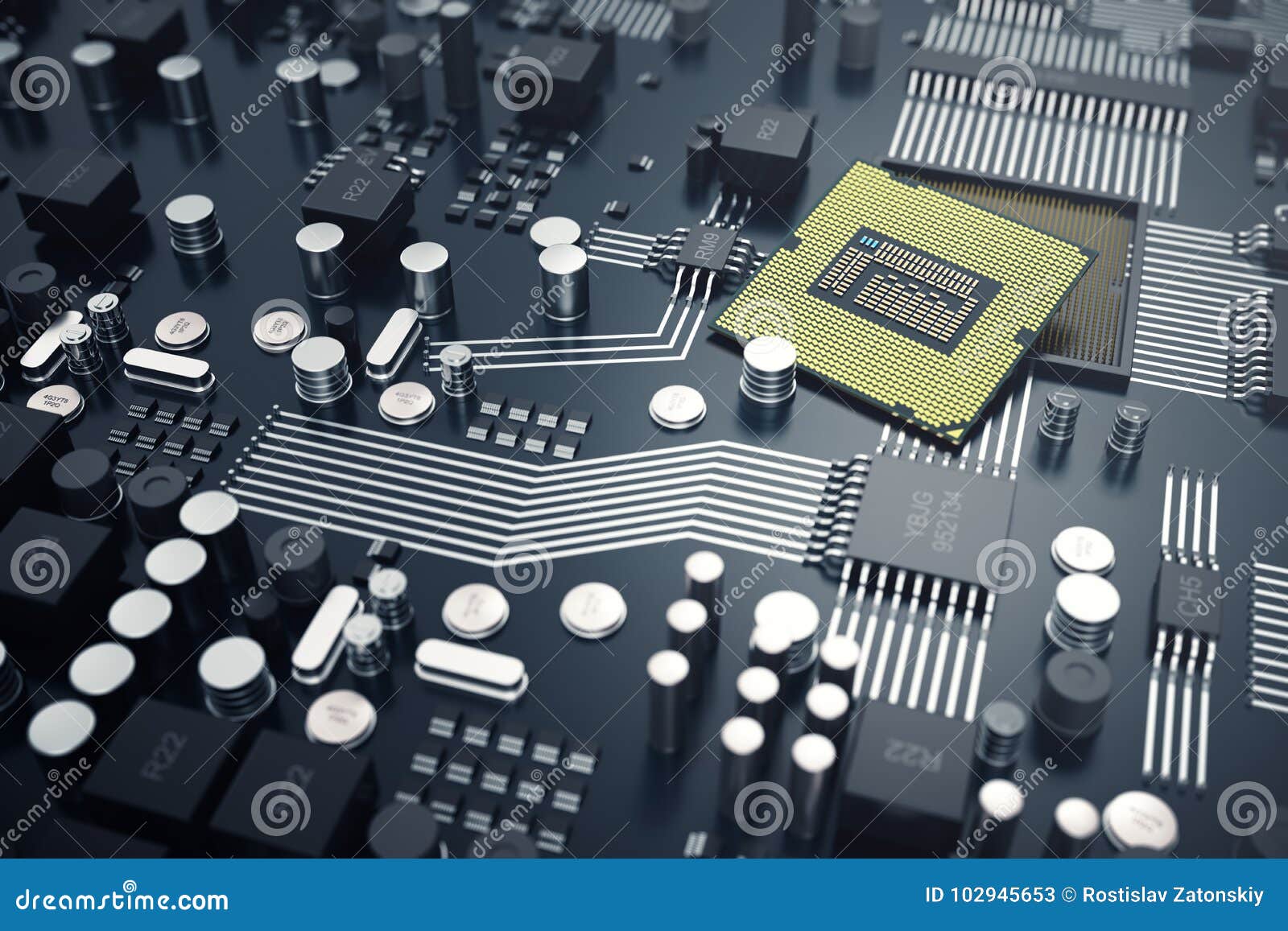 3D Rendering Central Computer Processors CPU Concept. Electronic ...