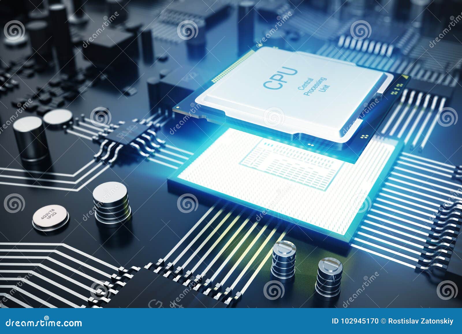 3d Rendering Central Computer Processors Cpu Concept Electronic
