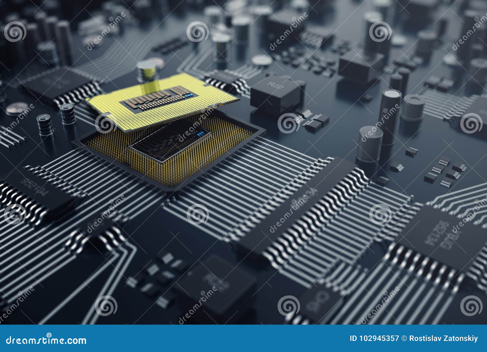 3d Rendering Central Computer Processors Cpu Concept Electronic Engineer Of Computer Technology