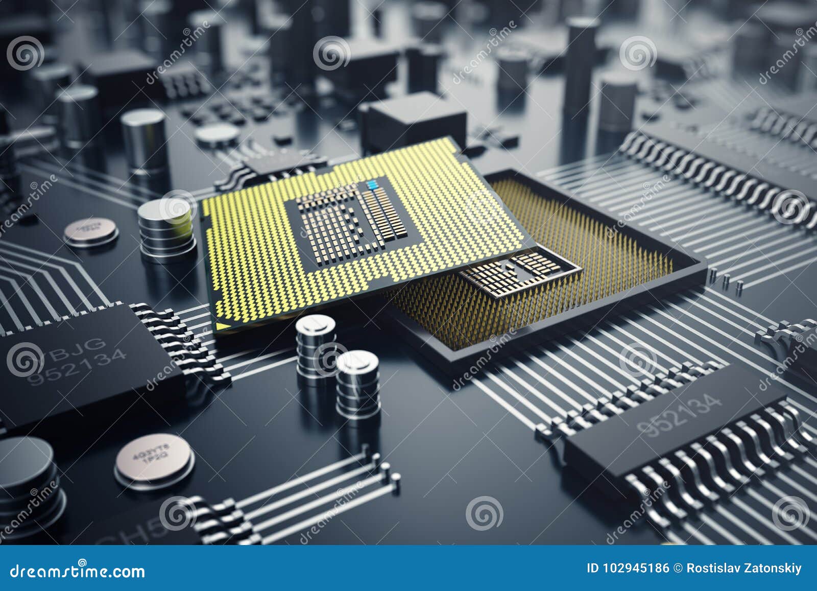 3d Rendering Central Computer Processors Cpu Concept Electronic Engineer Of Computer Technology