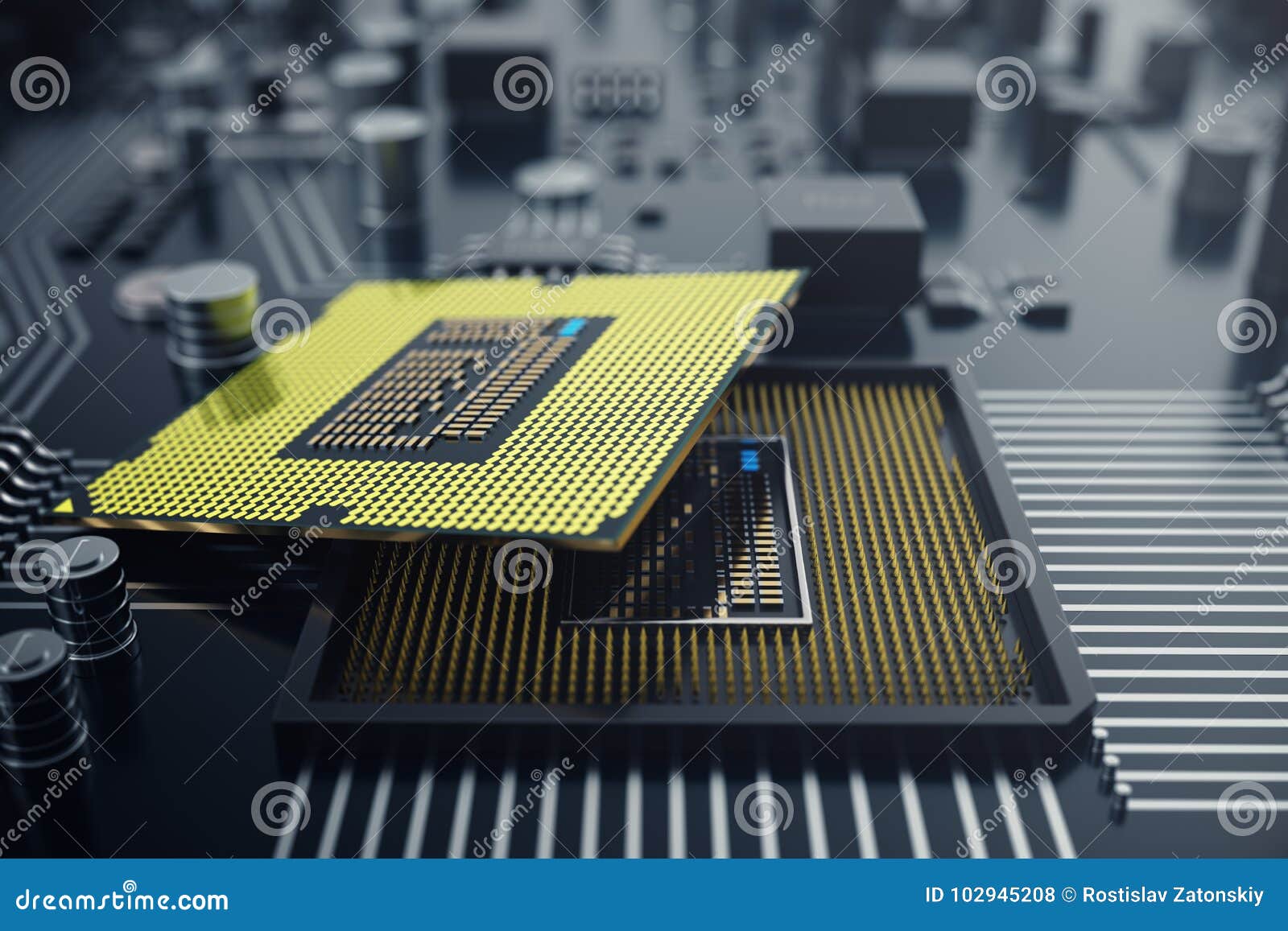3D Rendering. CPU Central Computer Processors Cyber Technology Concept ...