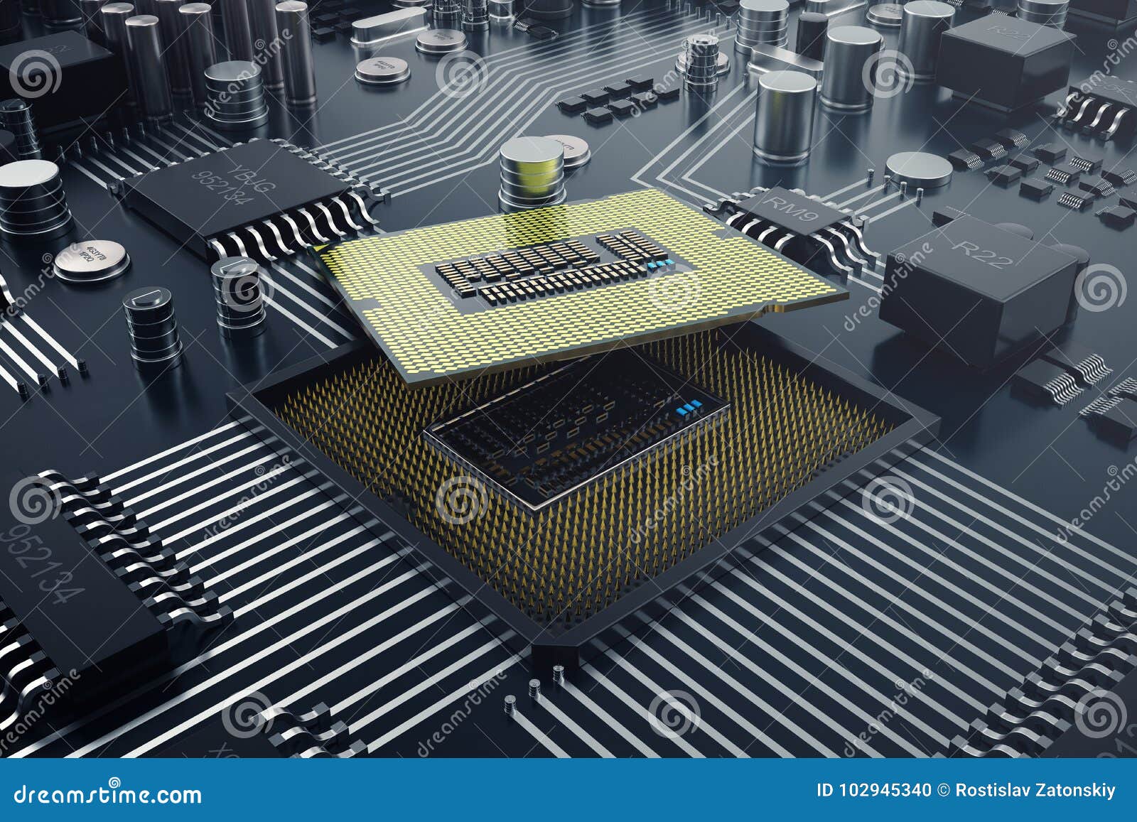 3d Rendering Central Computer Processors Cpu Concept Electronic Engineer Of Computer Technology