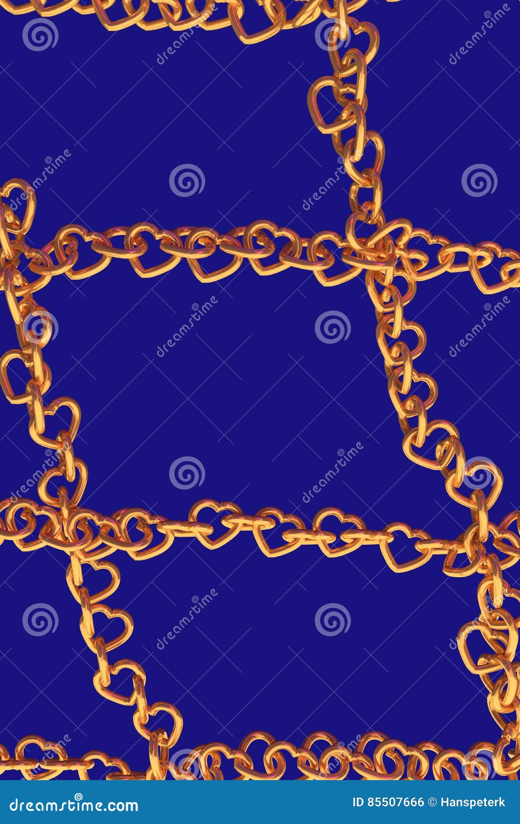 3D Rendering of Chains of Golden Hearts Stock Illustration ...