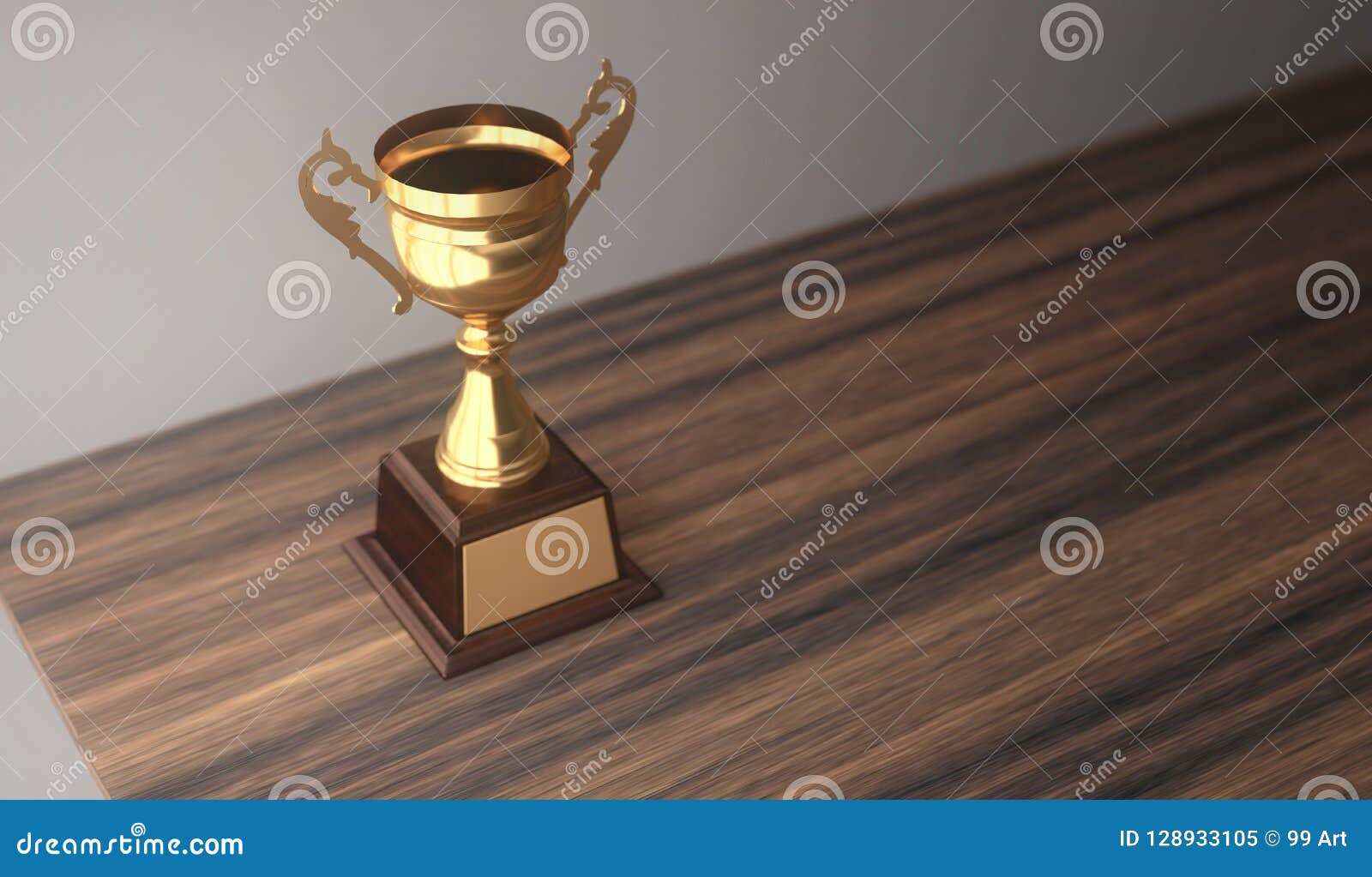 3d Rendering Champion Golden Trophy Placed on Table Stock Illustration ...
