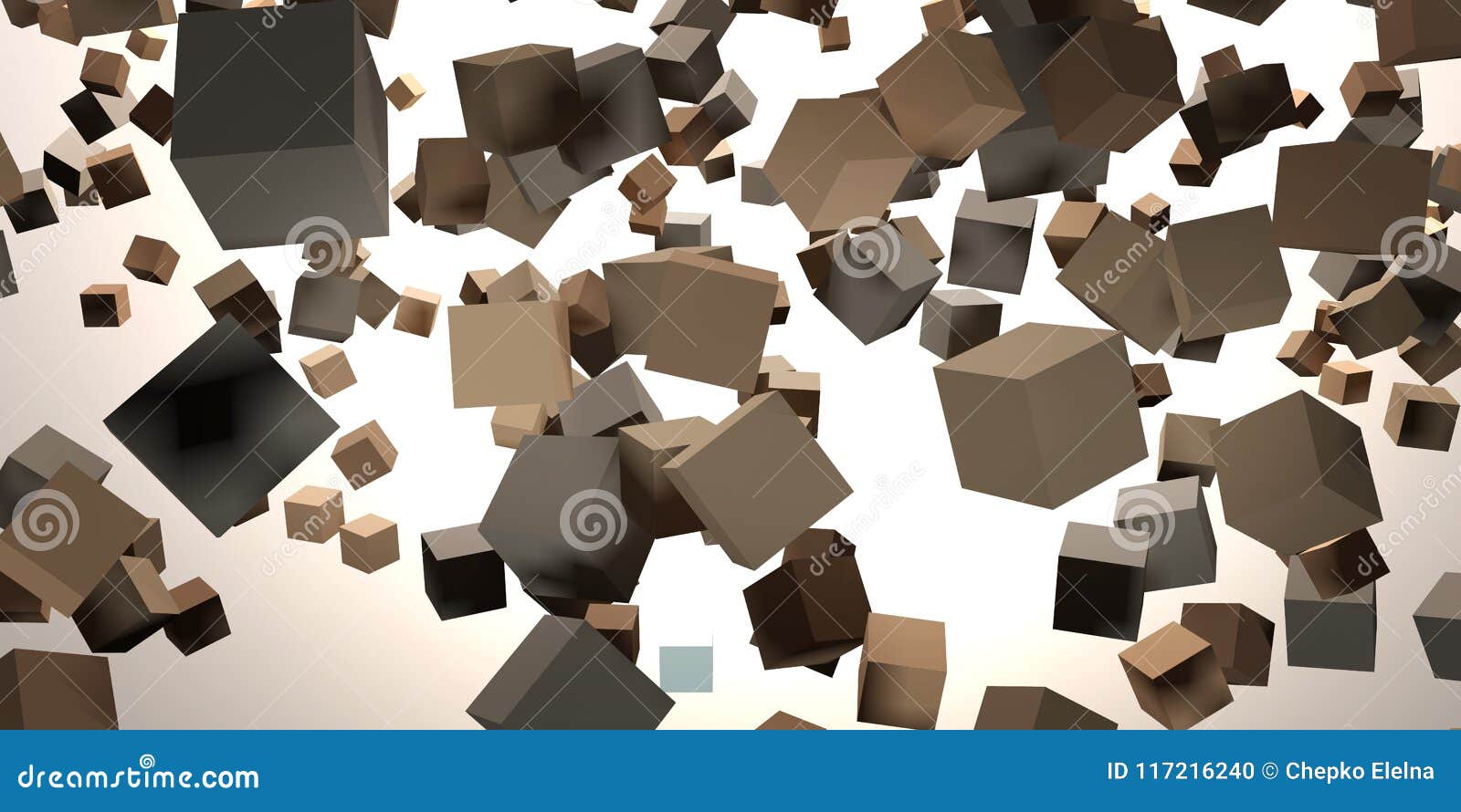 3D Rendering of Chaotically Flying Cubes in Abstract Space Stock ...