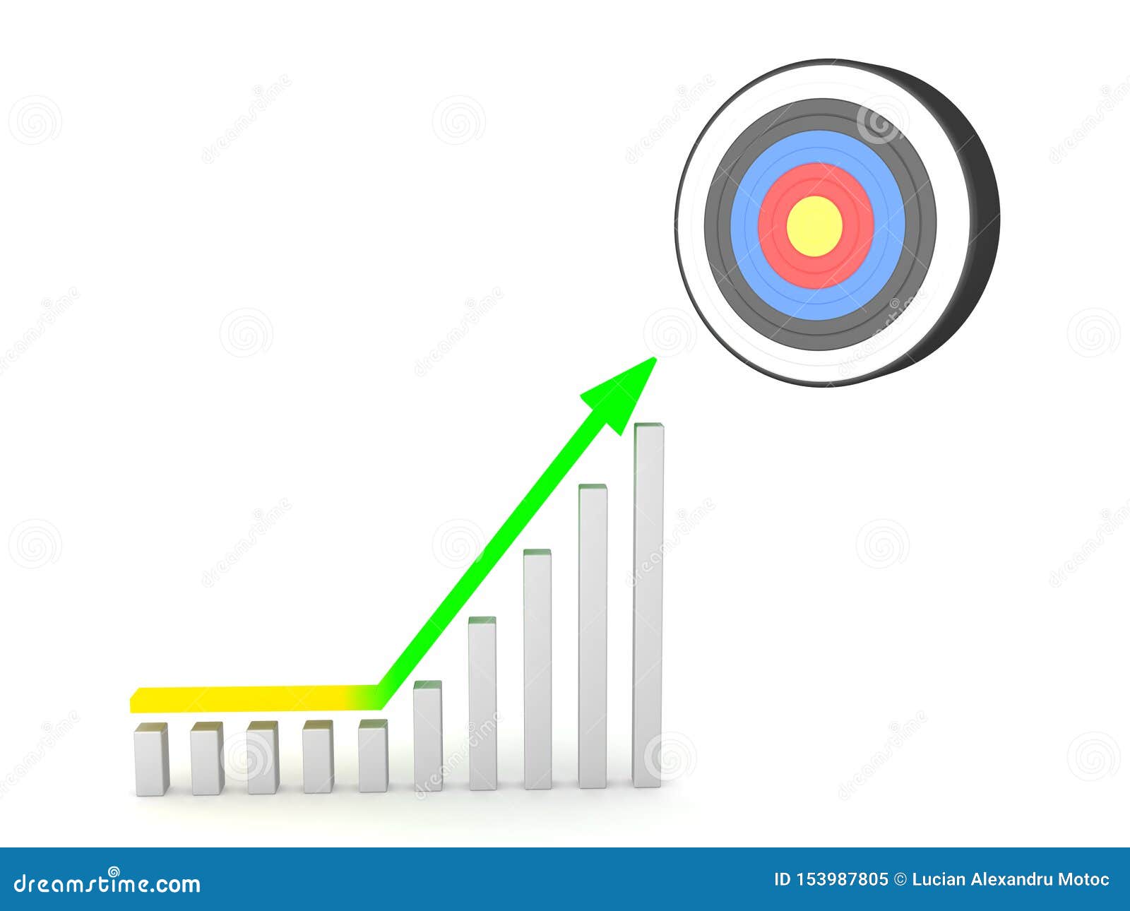 3D Rendering of Chart with Target at the End Stock Illustration ...