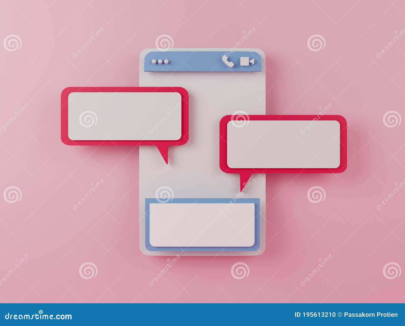 3d Rendering Chat Application Interface. Stock Illustration ...