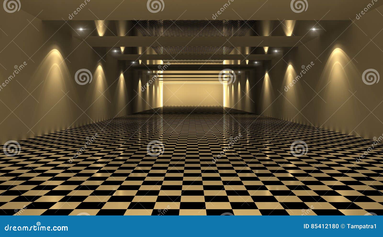 3D Rendering Checkered Room Stock Illustration - Illustration of ...