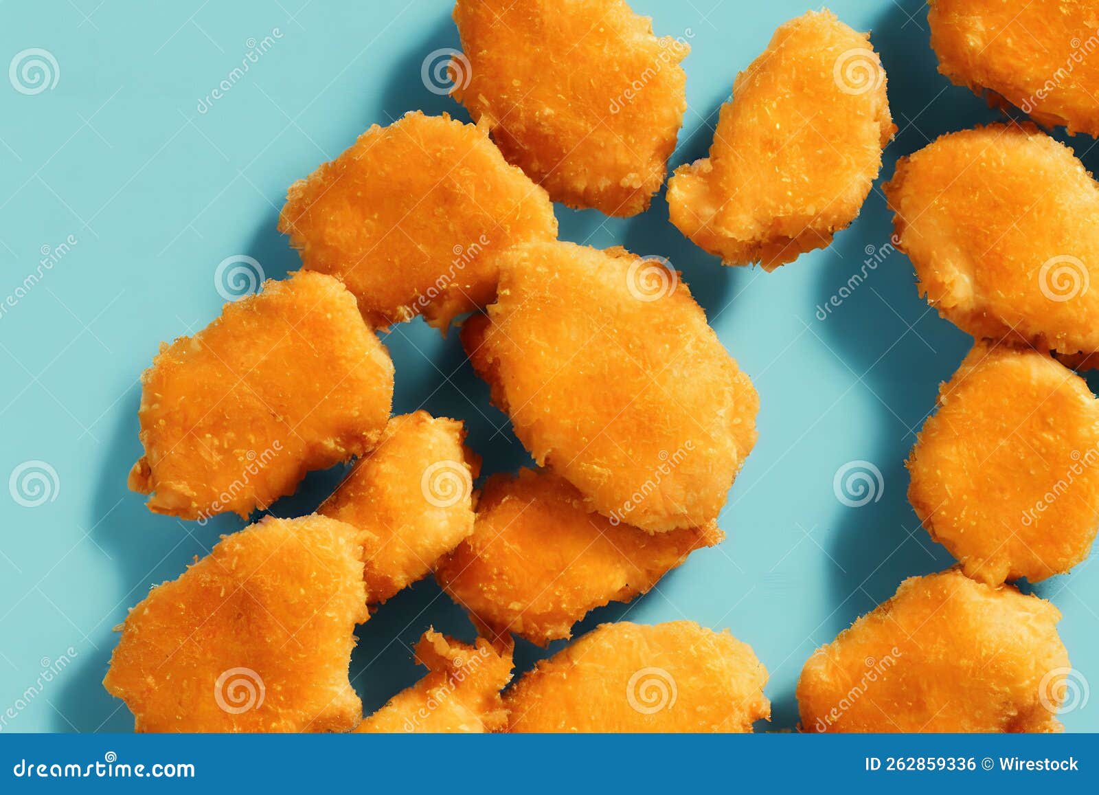 3D Rendering of Chicken Nuggets on a Blue Background Stock Illustration ...