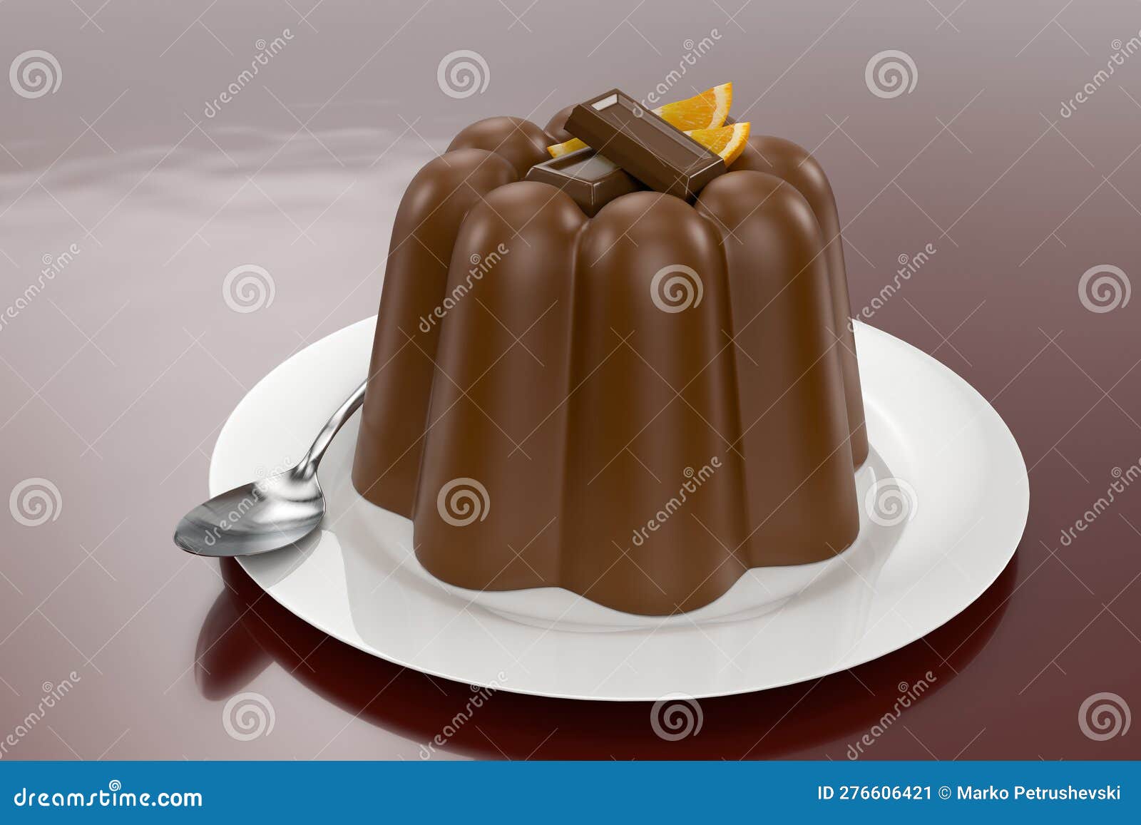 3d Rendering - Chocolate Pudding on Plate with Spoon, High Quality ...