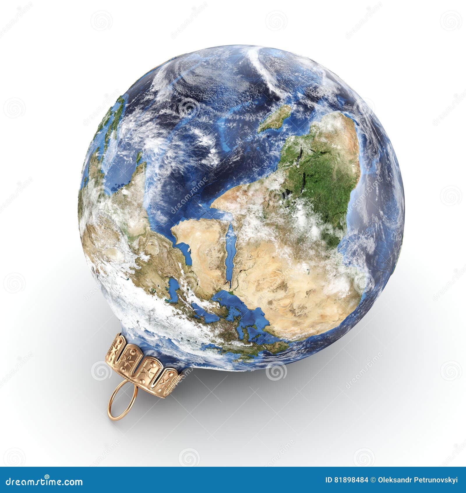 3D Rendering Christmas Ball Planet Earth Stock Illustration ...