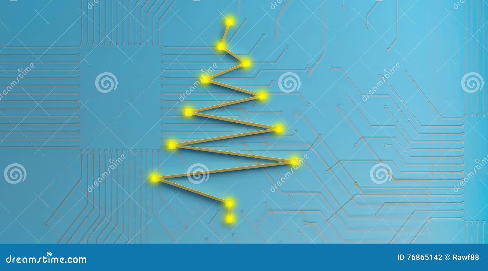 3d Rendering Christmas Tree Electronic Circuit Stock Illustration ...