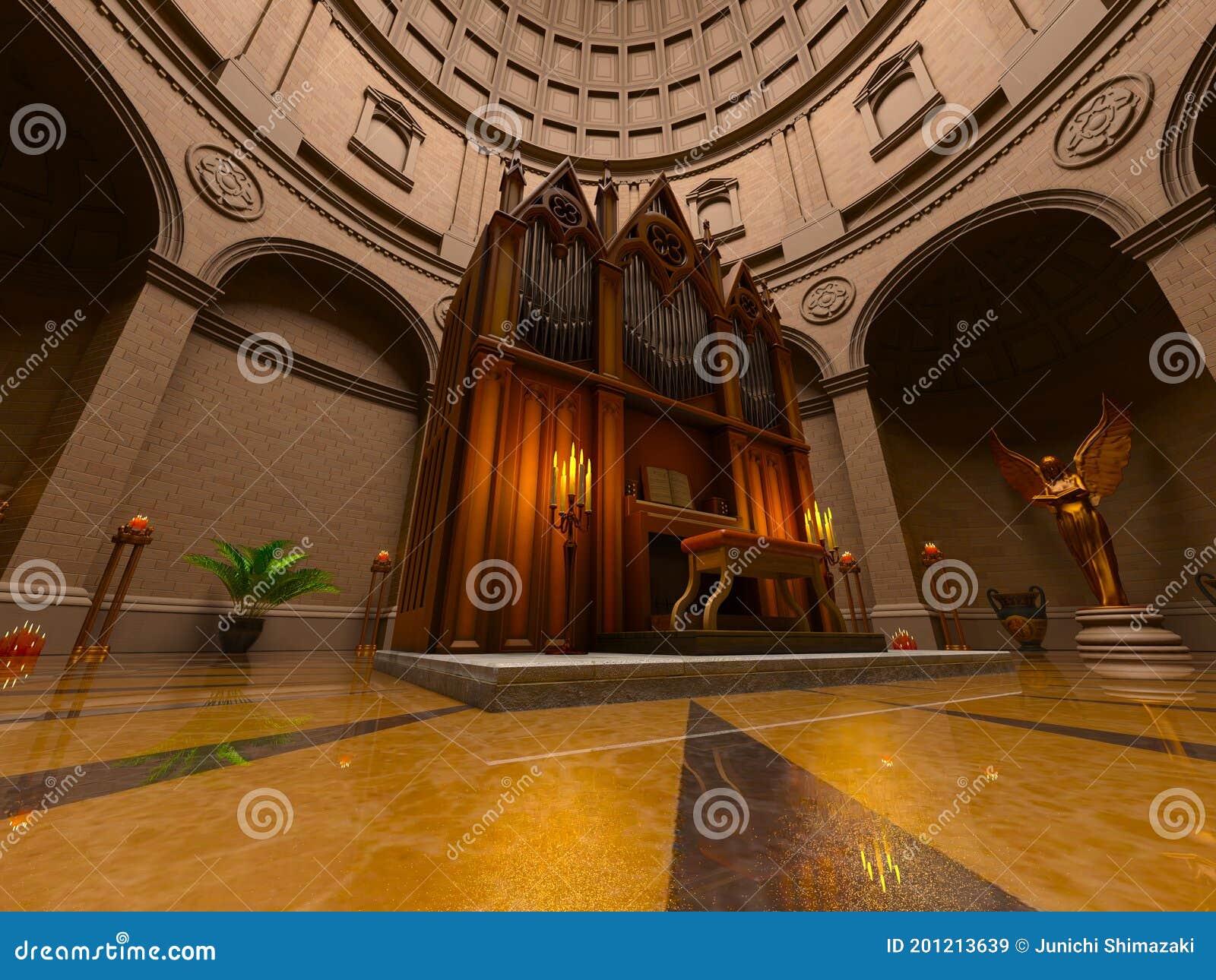 3D rendering of church stock illustration. Illustration of auditorium ...