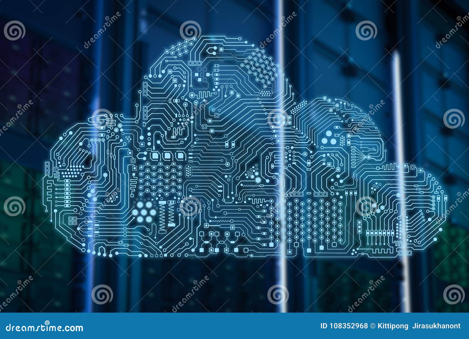 Circuit cloud with server stock illustration. Illustration of upload ...