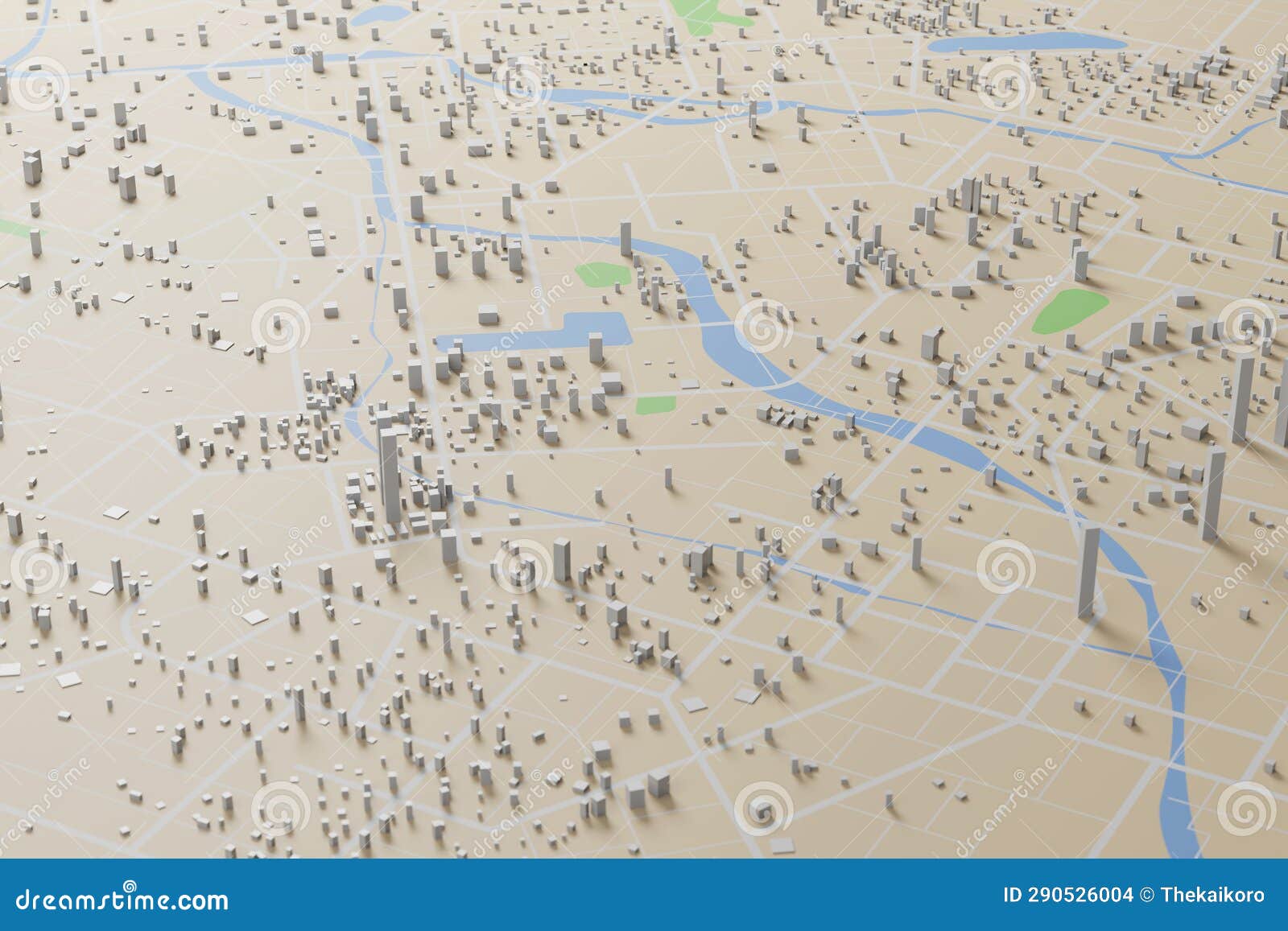 3D Rendering City Map Illustration of a City Map Created Using 3D ...