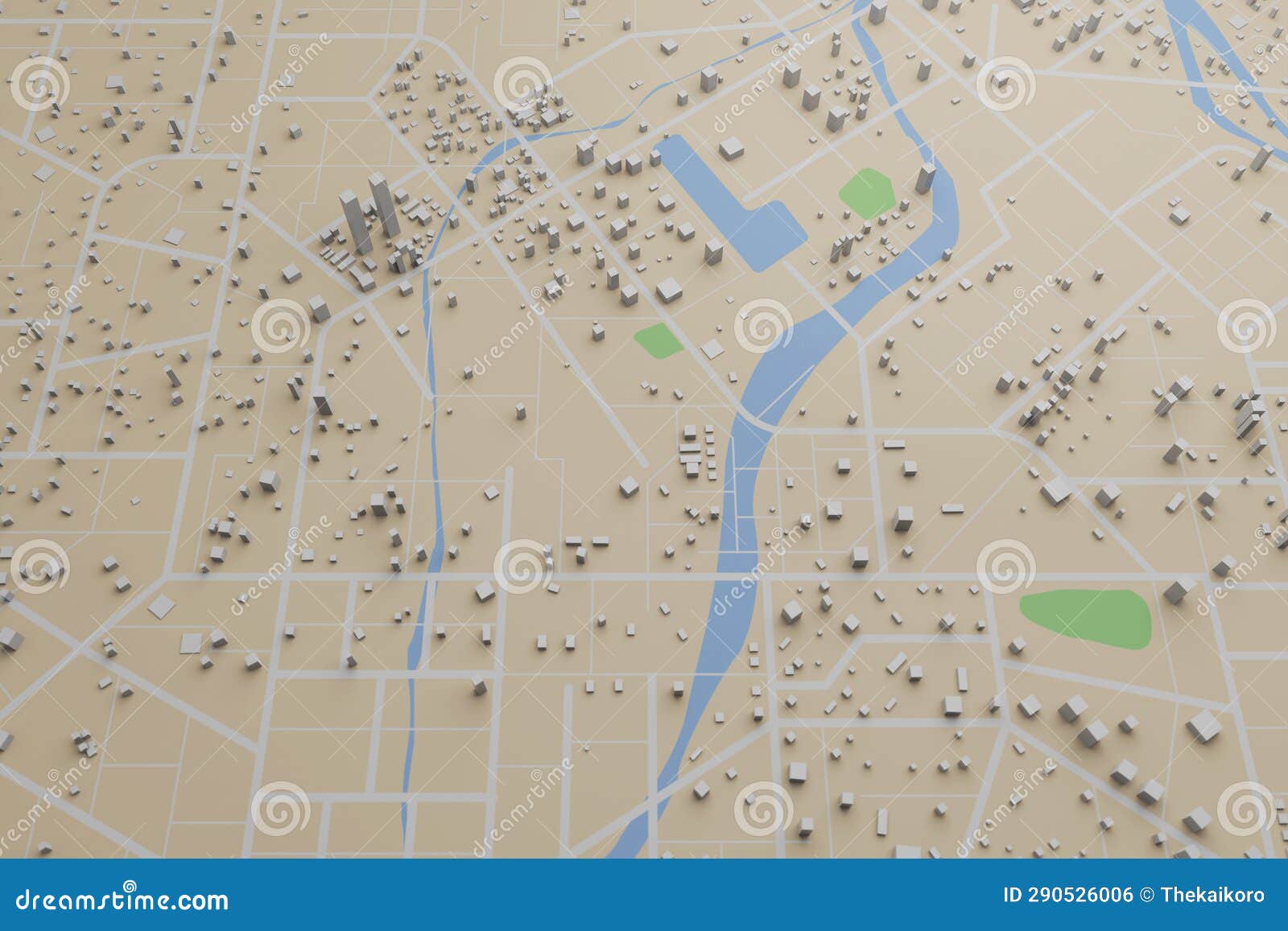 3D Rendering City Map Illustration Of A City Map Created Using 3D ...
