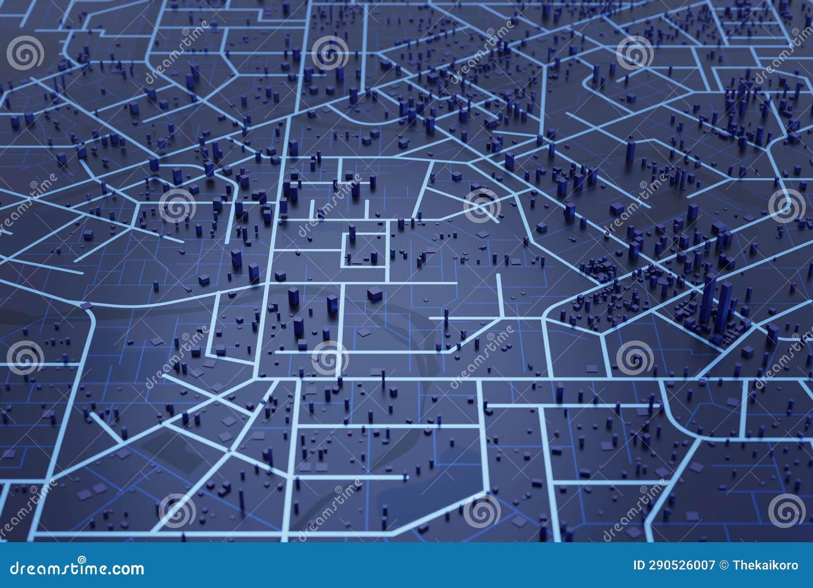 3D Rendering City Map Illustration Of A City Map Created Using 3D ...