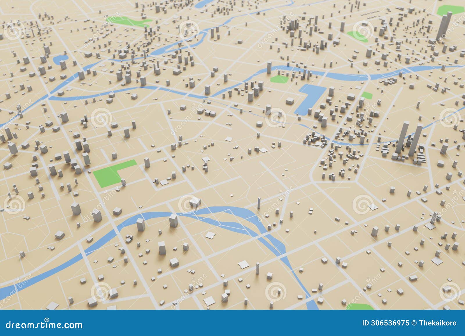 3D Rendering City Map Illustration of a City Map Created Using 3D ...
