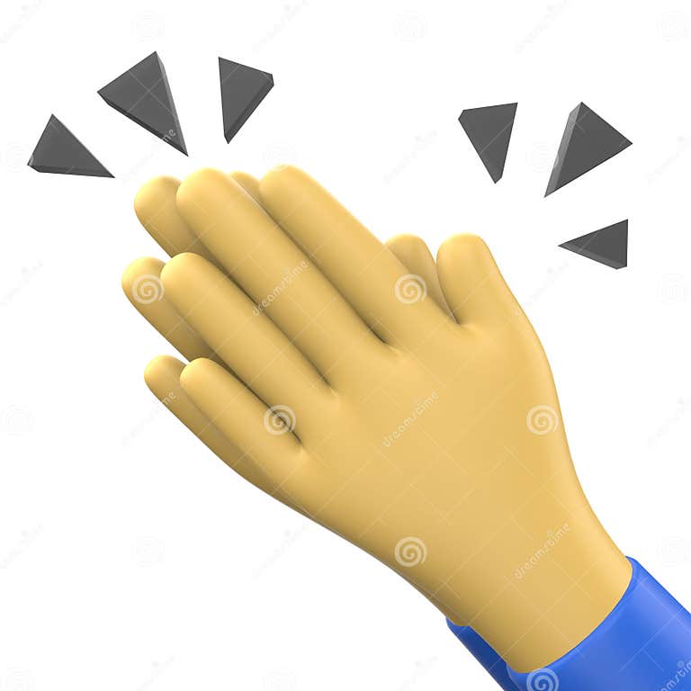 3D Rendering of a Clapping Hands Emoticon Sign Isolated on a White ...