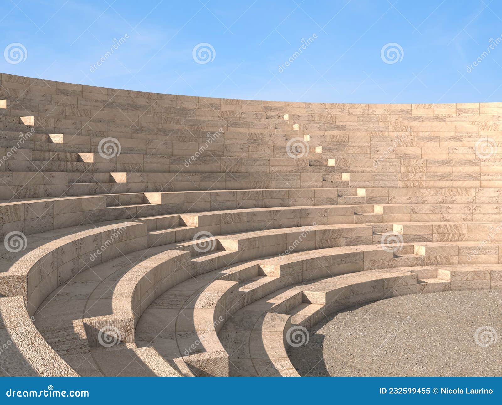 3d Rendering of a Classic Amphitheatre with Stone Steps Stock ...