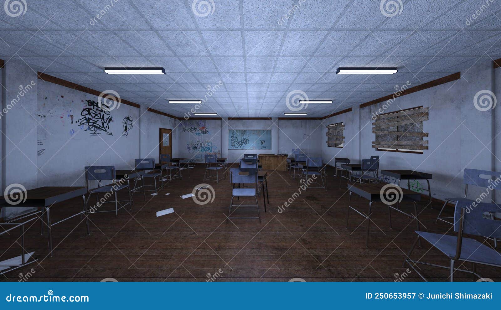 3D Rendering of the Classroom Stock Illustration - Illustration of ...