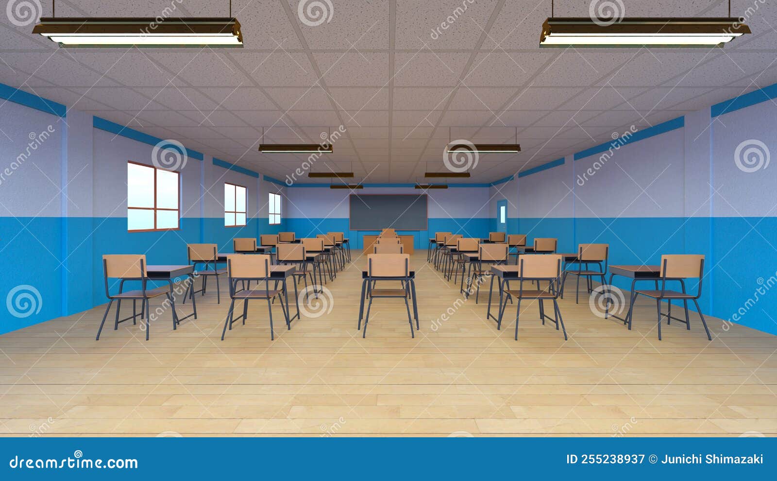 3D Rendering of the Classroom Stock Illustration - Illustration of ...