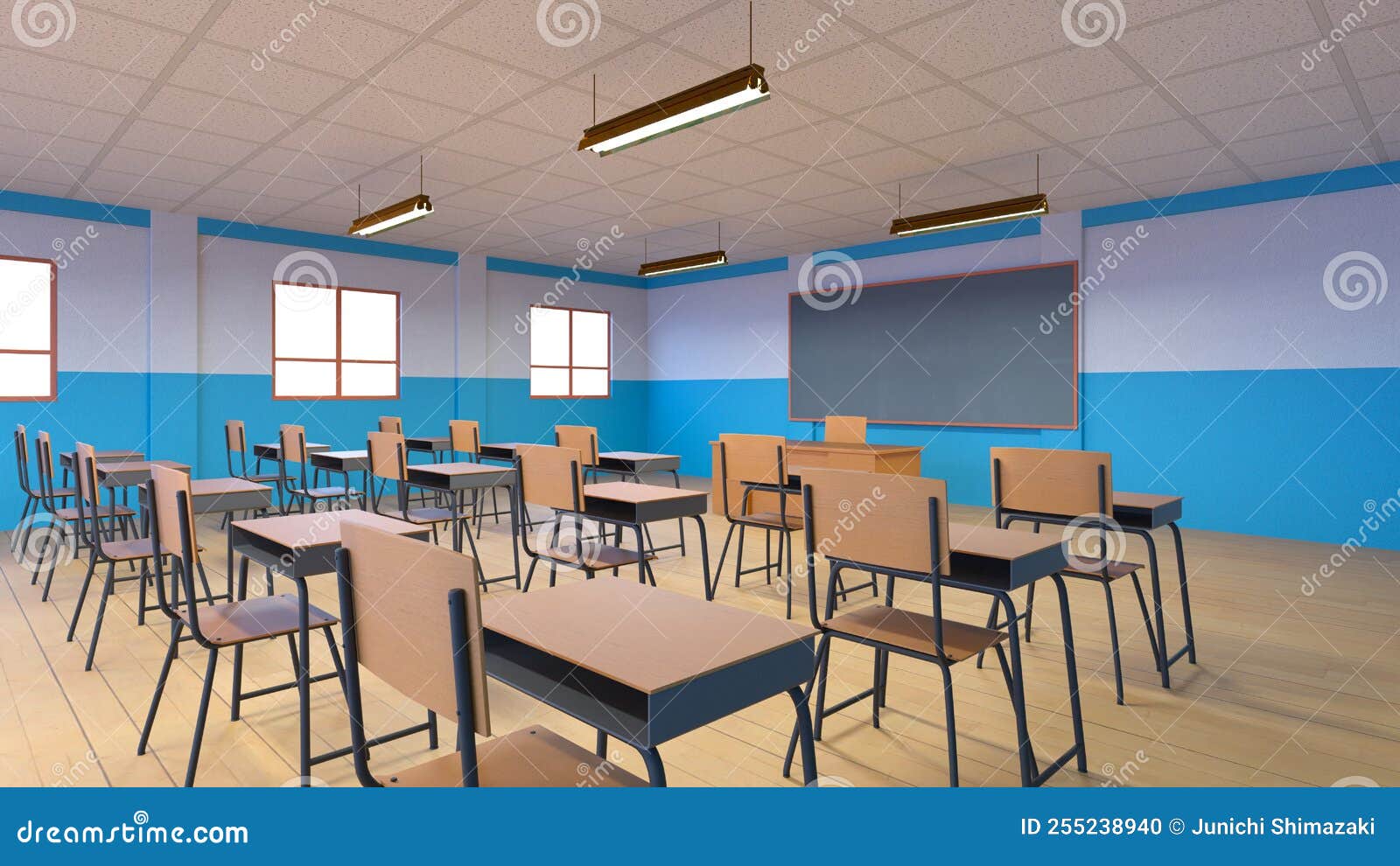 3D Rendering of the Classroom Stock Illustration - Illustration of ...