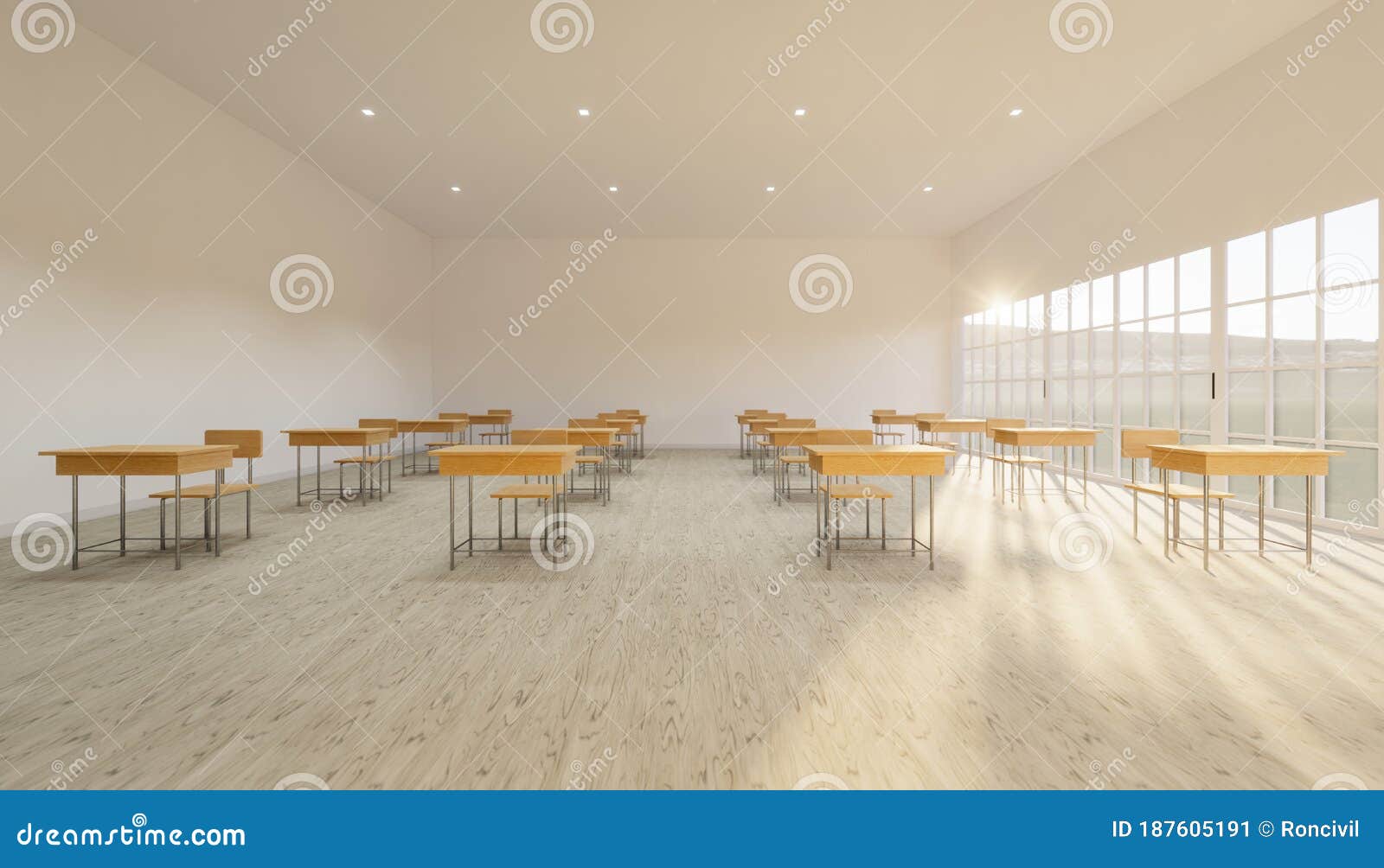 New Normal Classroom And Spacing Of Tables And Chairs To Prevent The ...