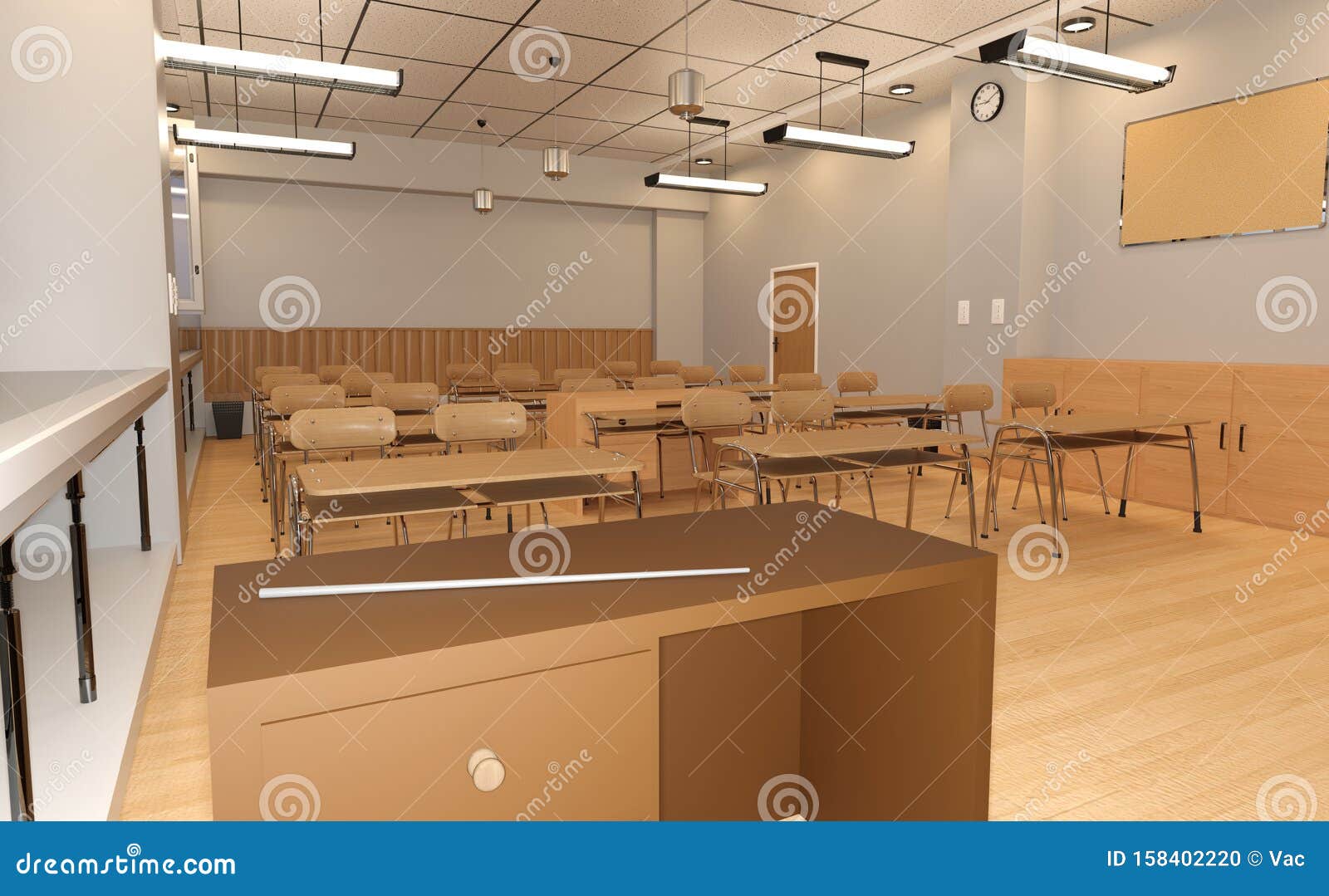3D Rendering Classroom Interior Stock Illustration - Illustration of ...