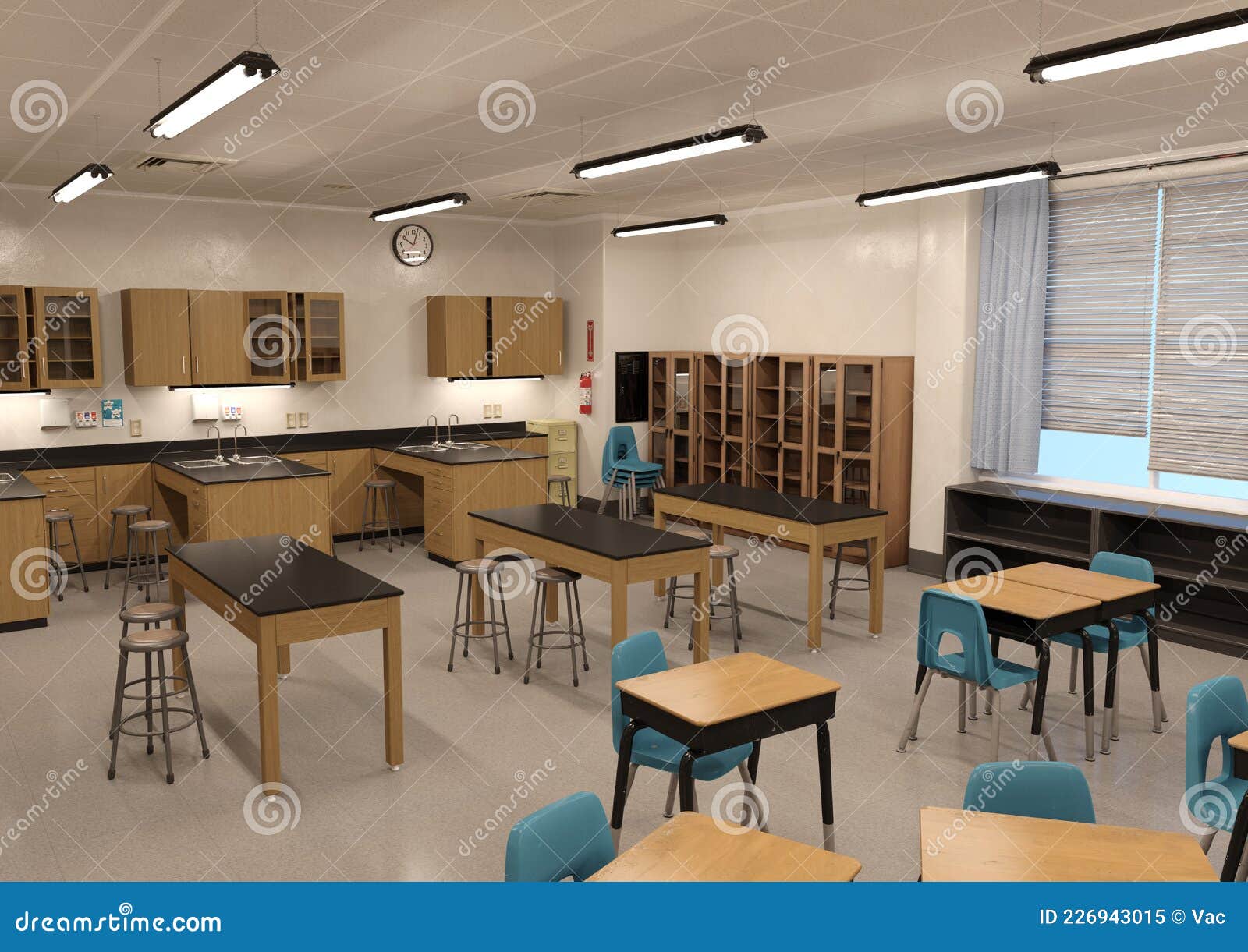 3D Rendering Classroom Interior Stock Illustration - Illustration of ...