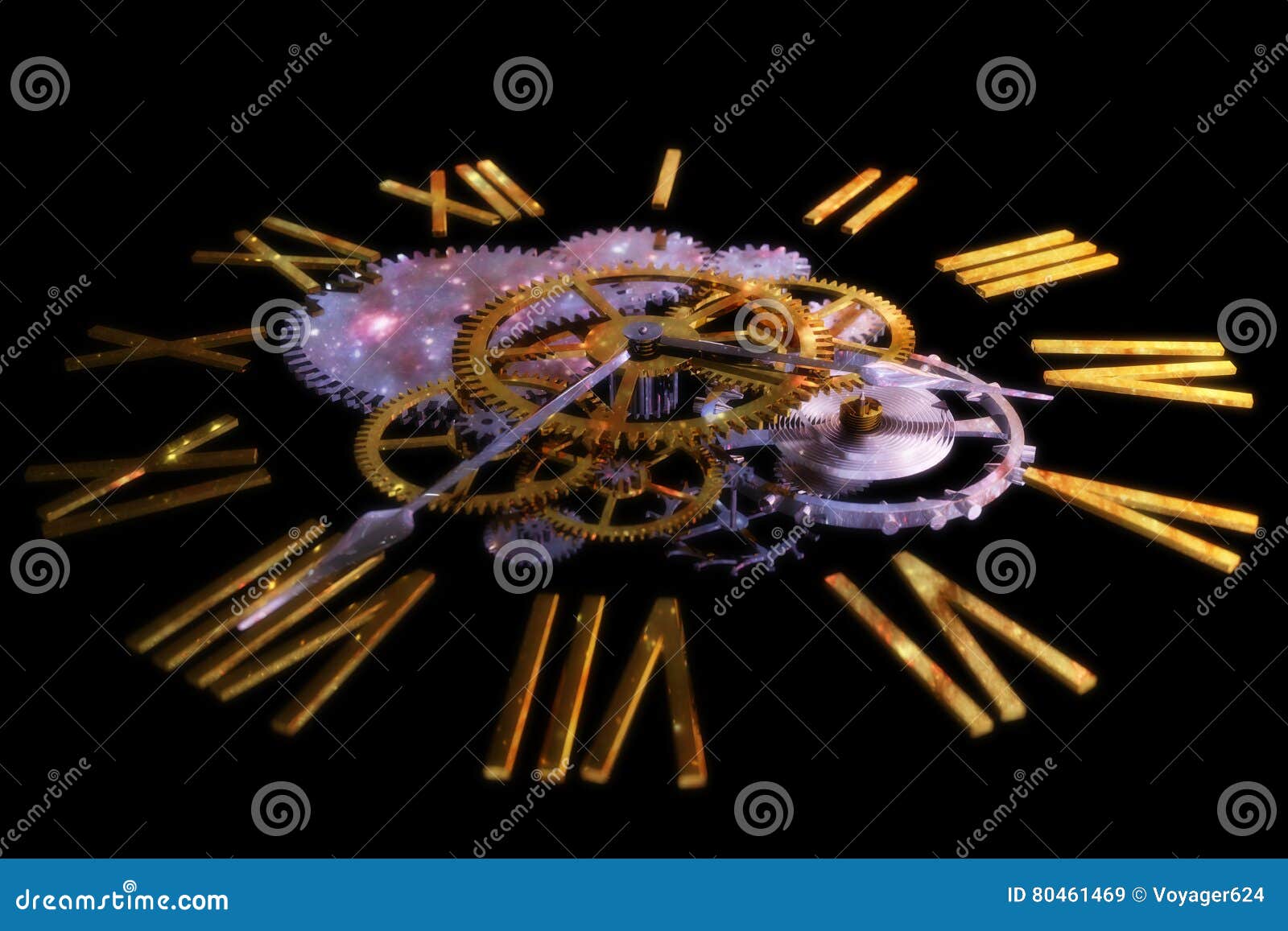 3D Rendering a Clock, Concept of Time and Universe Stock Image - Image ...