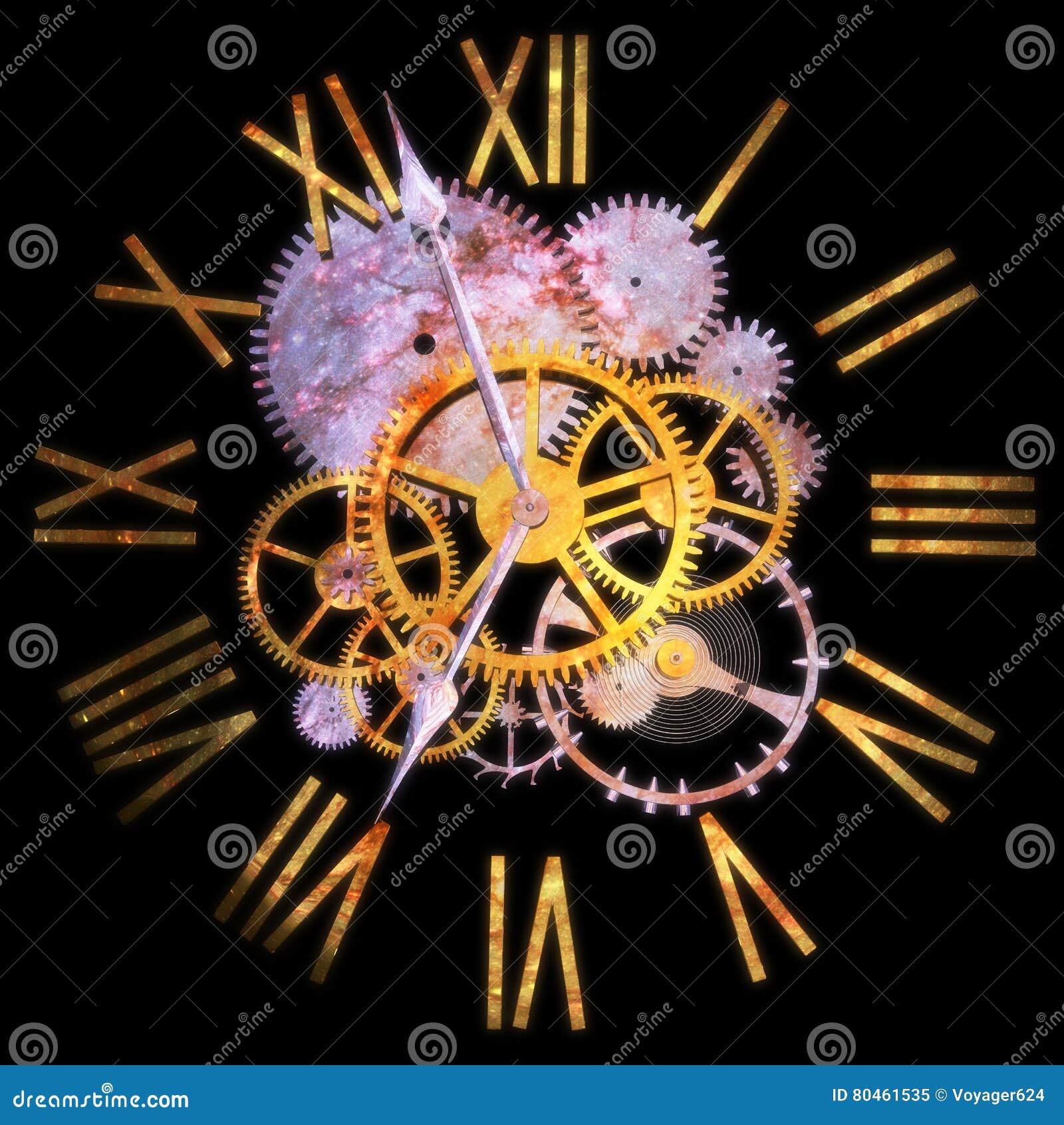 3D Rendering a Clock, Concept of Time and Universe Stock Image - Image ...