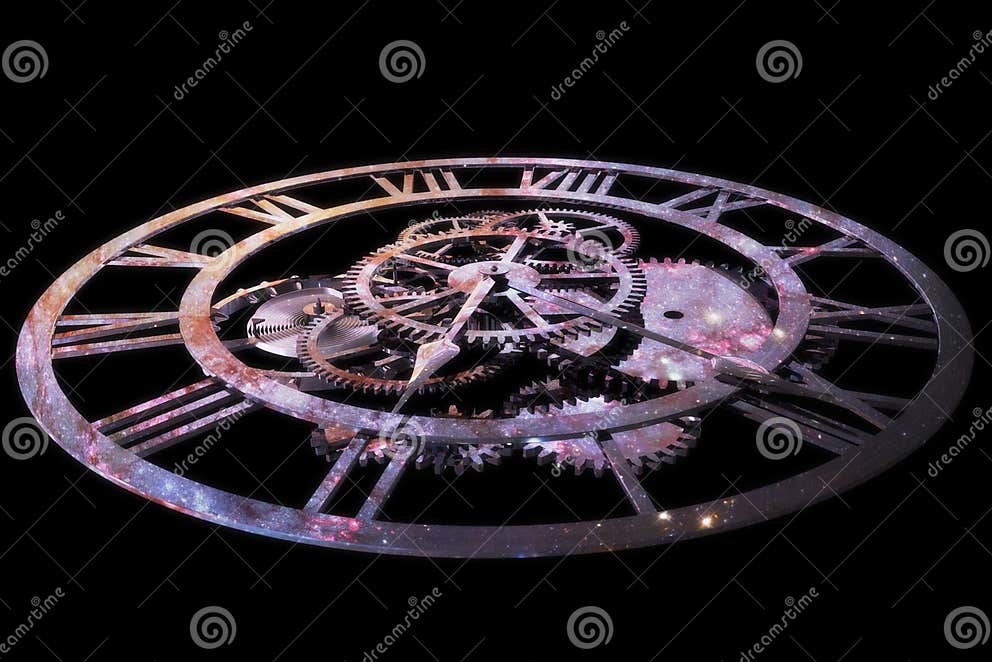 3D Rendering a Clock, Concept of Time and Universe Stock Photo - Image ...