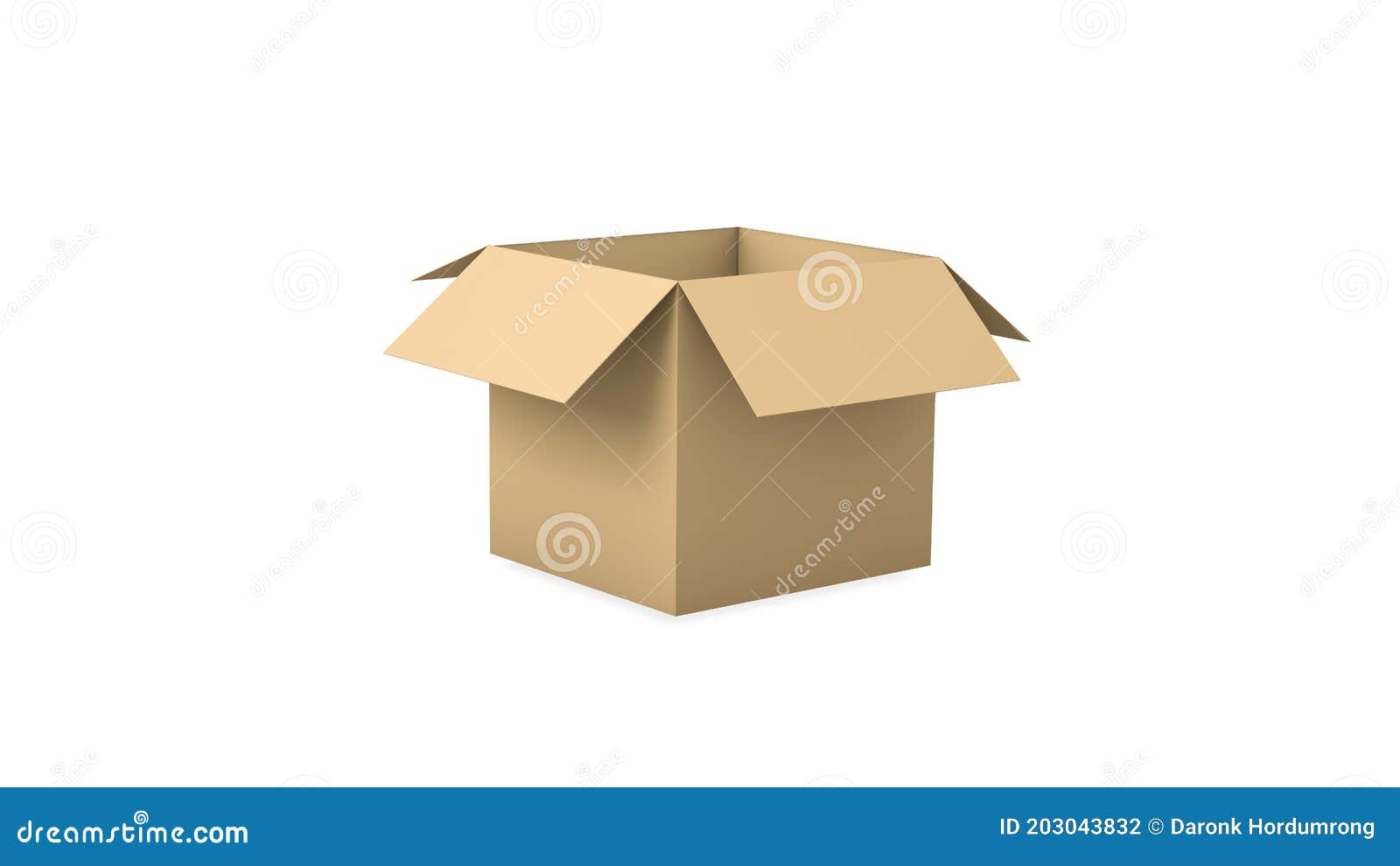 Close Up Empty Cardboard Box Opened in Front Side View Stock ...