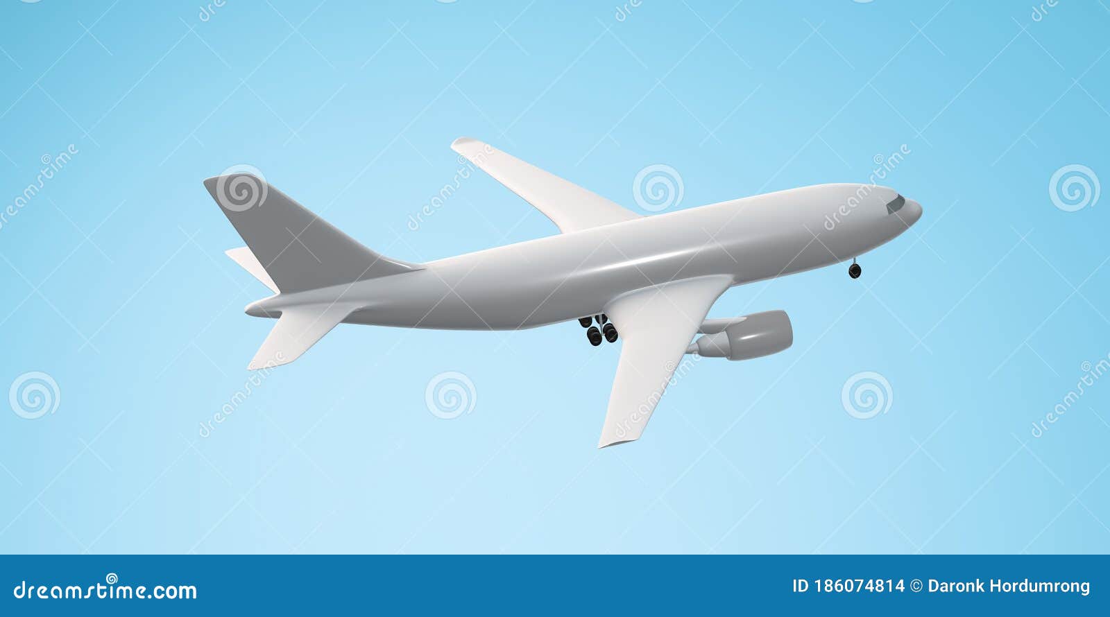 Close Up of Flying Air Plane To Take Off, Blank Empty Space for Copy ...