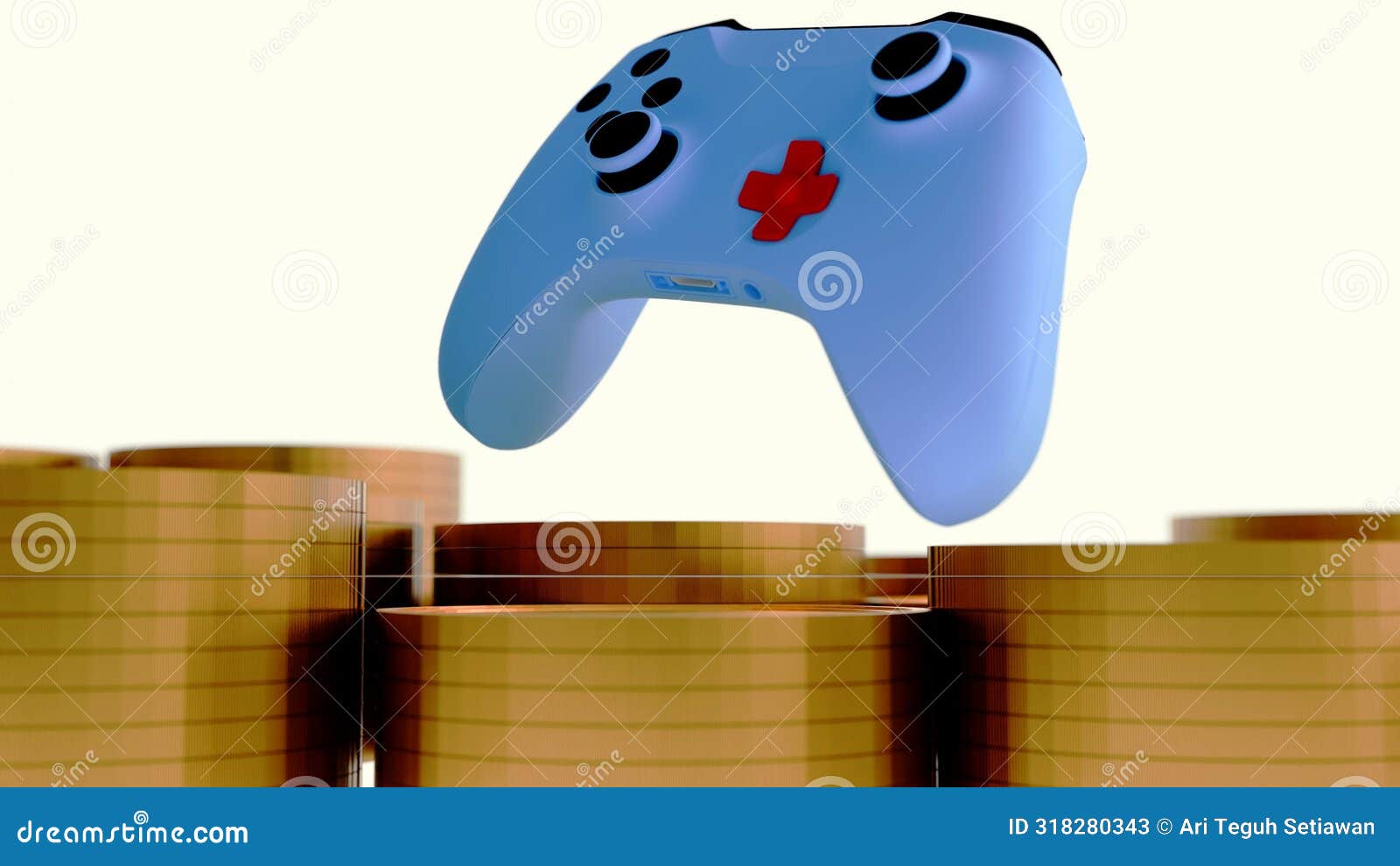 Pile of Gold Coins and Game Controller Stock Illustration ...