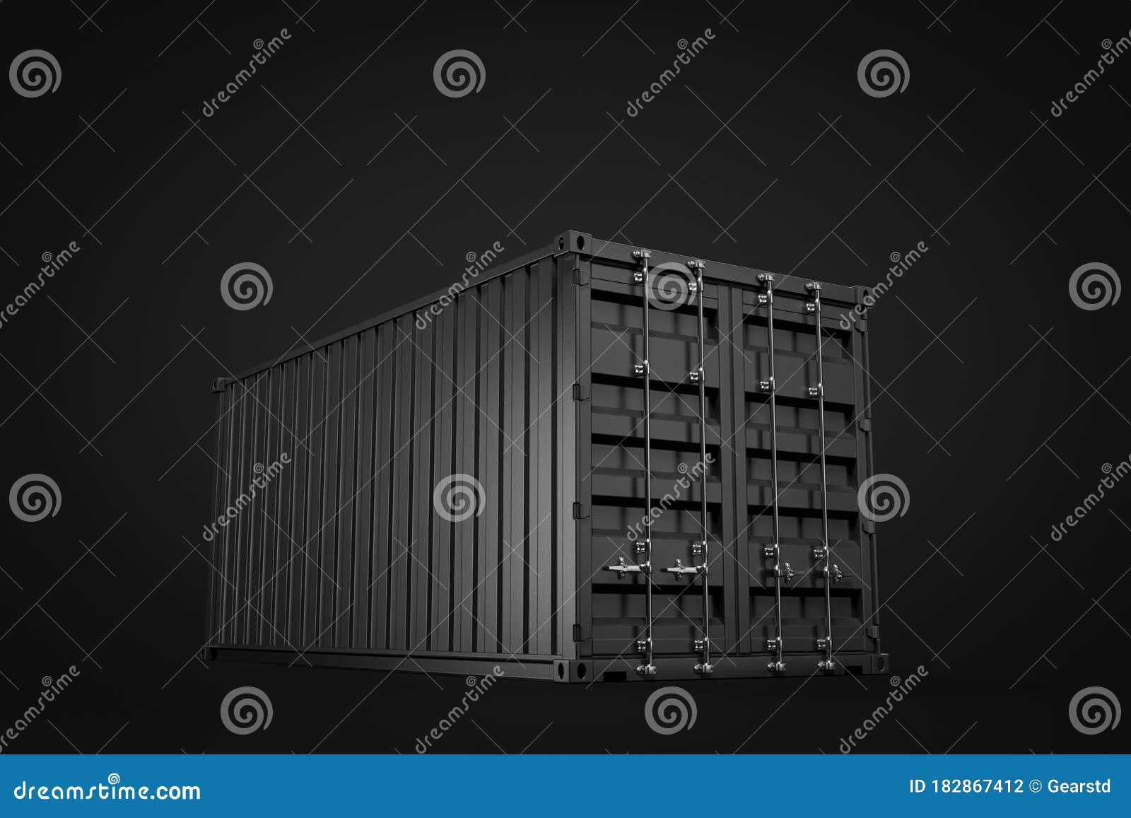 3d Rendering of Closed Black Shipping Container on Black Background ...