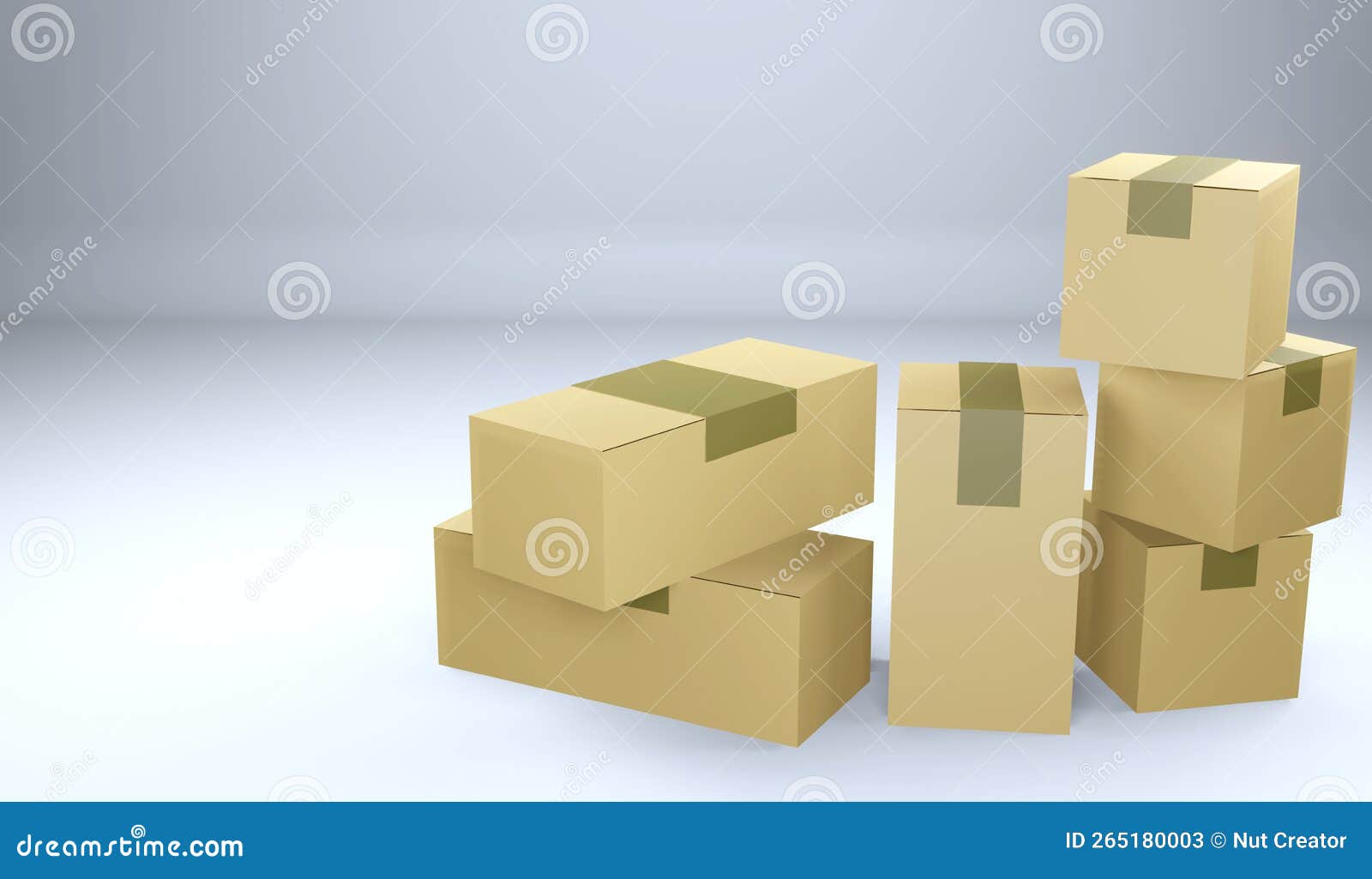 3D Rendering Closed Delivery Boxes Stack, 3d Render Illustration Stock ...
