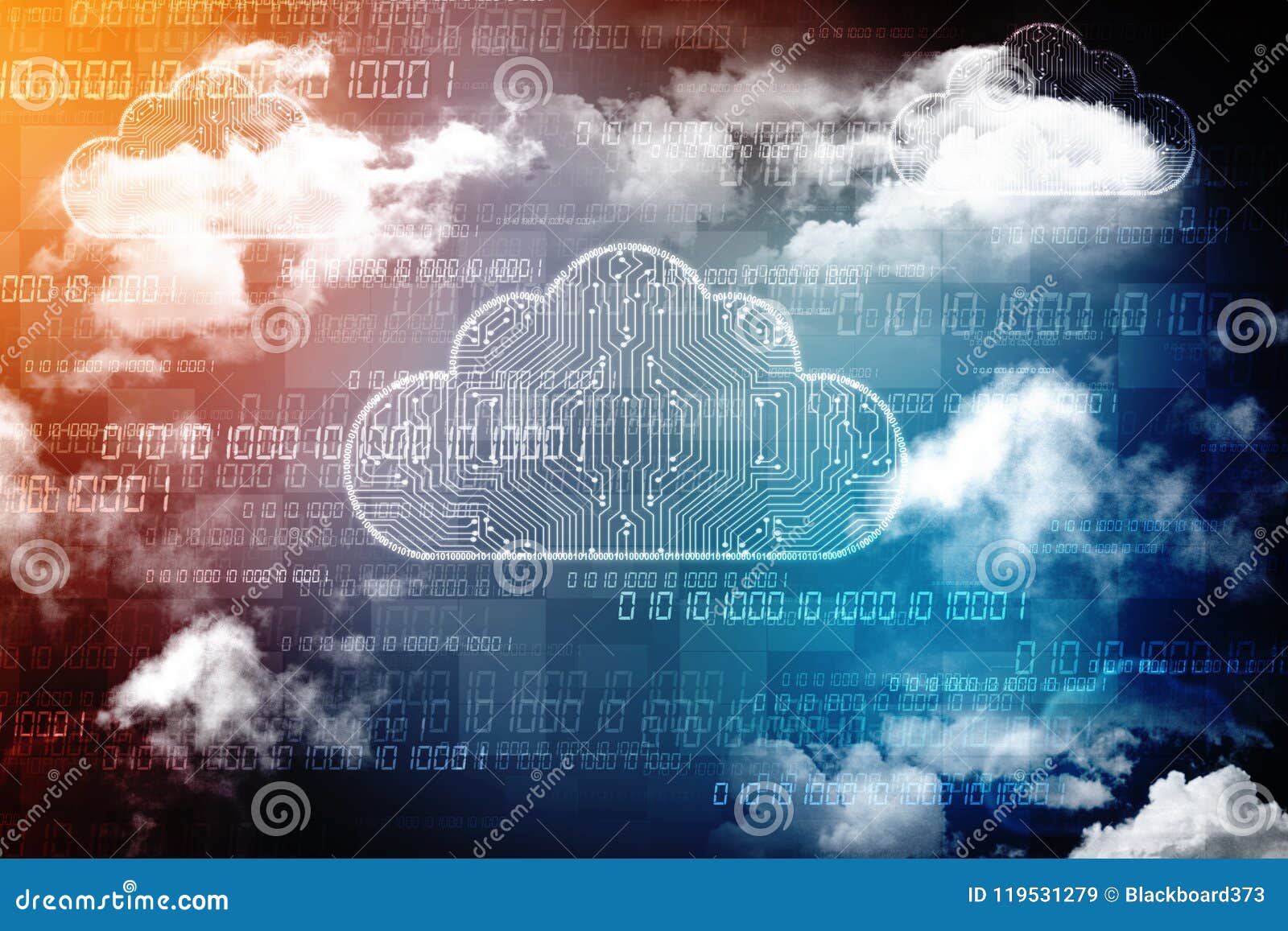 2d Rendering Cloud Computing Cloud Computing Concept Stock Illustration Illustration Of Lock