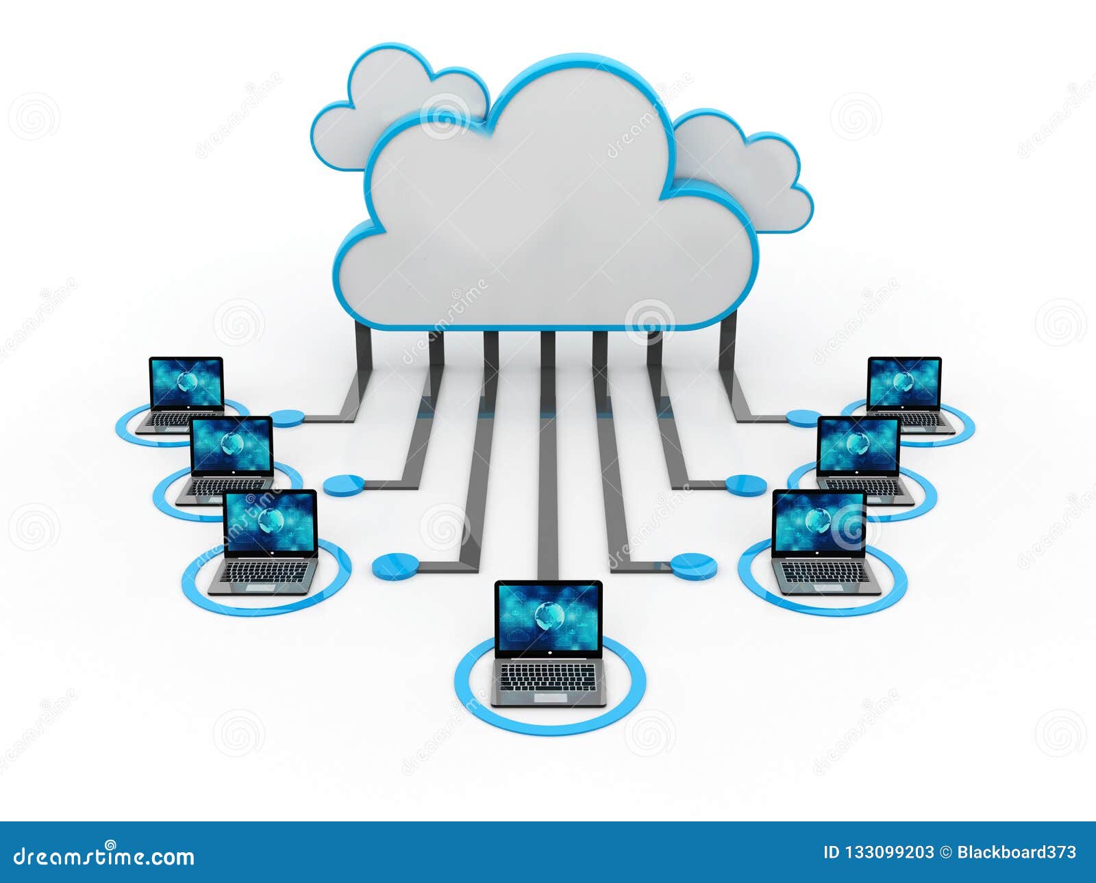 Cloud Computing, Cloud with Computer in Abstract Technology Background. 3d Render Stock ...