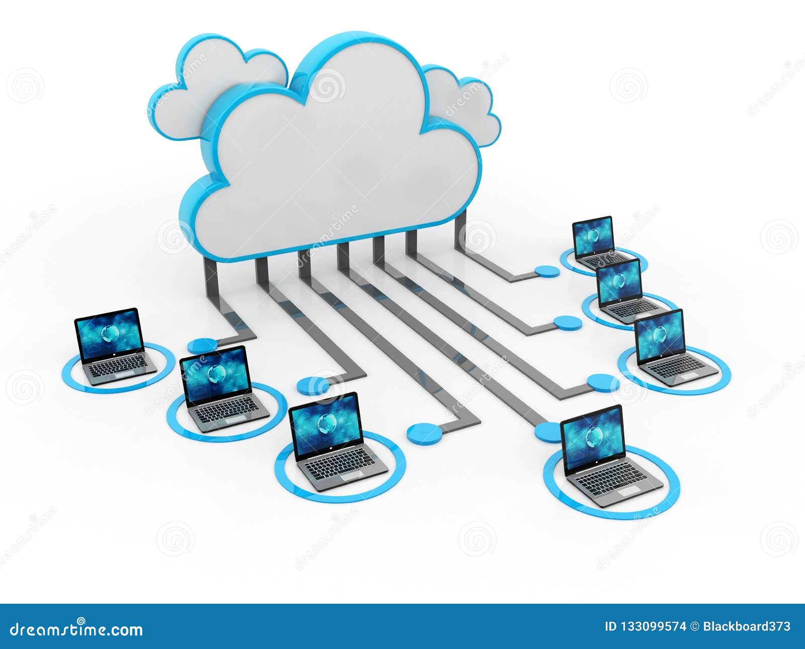 Cloud Computing Cloud With Computer In Abstract Technology Background