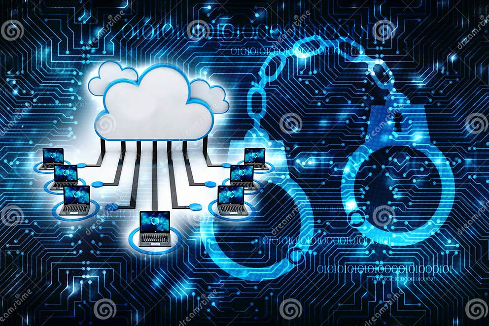 Cloud Computing, Cloud with Computer in Abstract Technology Background. 3d Render Stock ...