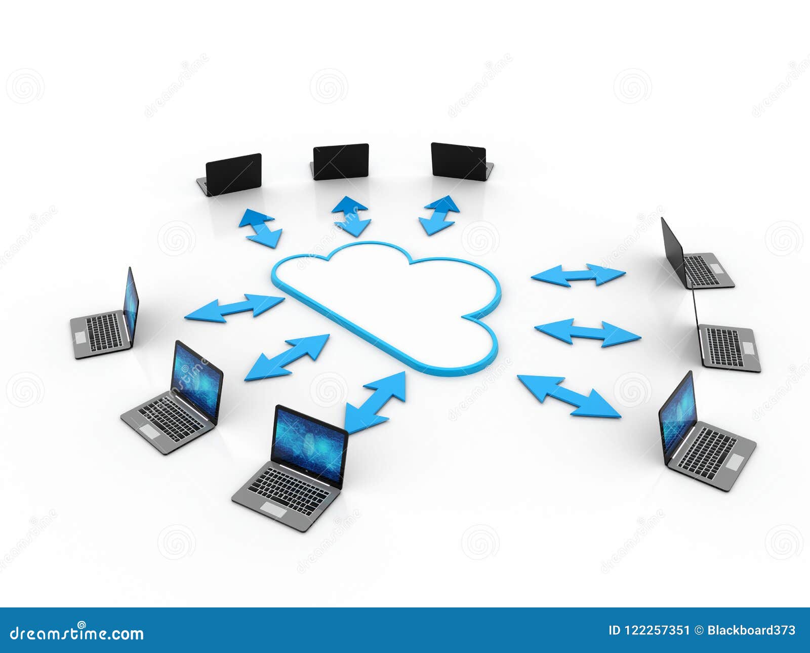3d Rendering Cloud Computing Concept Cloud Network Stock Illustration Illustration Of