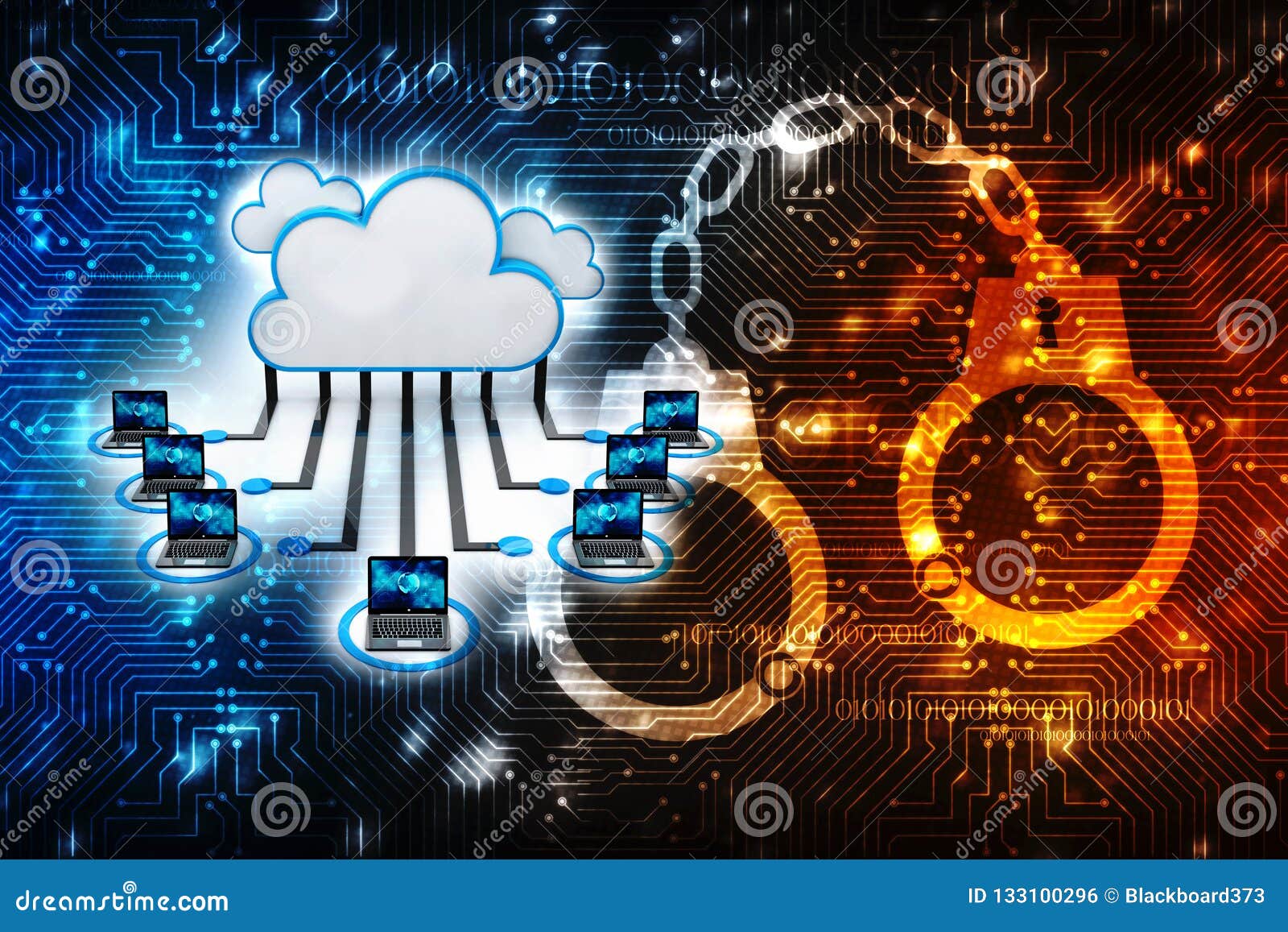 Cloud Computing, Cloud with Computer in Abstract Technology Background. 3d Render Stock ...